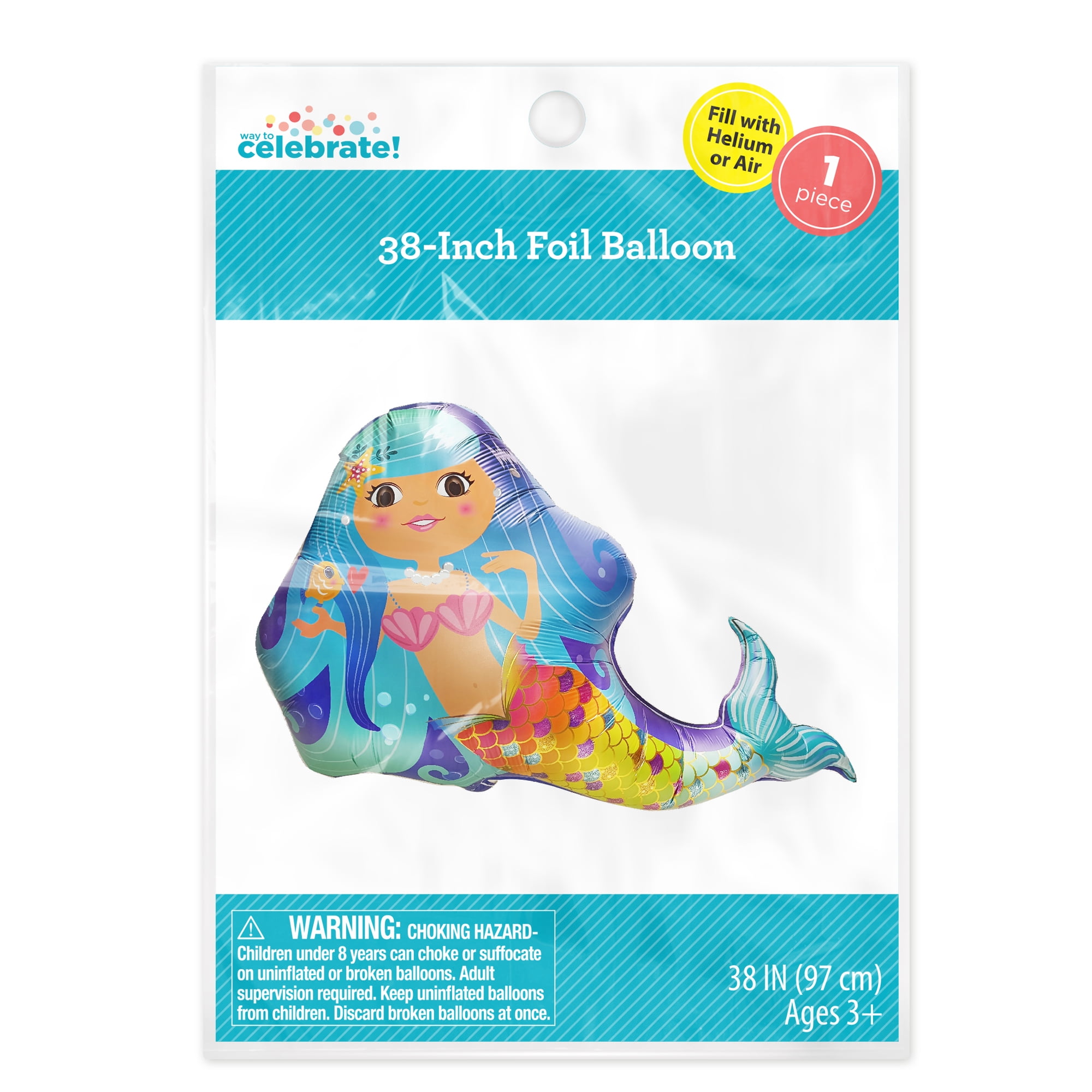 Way to Celebrate! 38in. Birthday Mermaid Foil Balloon, Multicolor ...