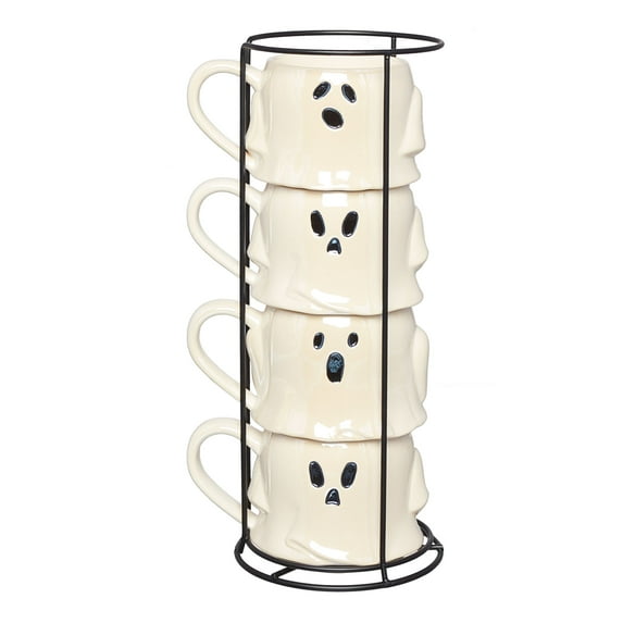 Celebrate Ghost-Shaped Ceramic Mug Set - 13-Oz Stacking Mugs - Walmart.com