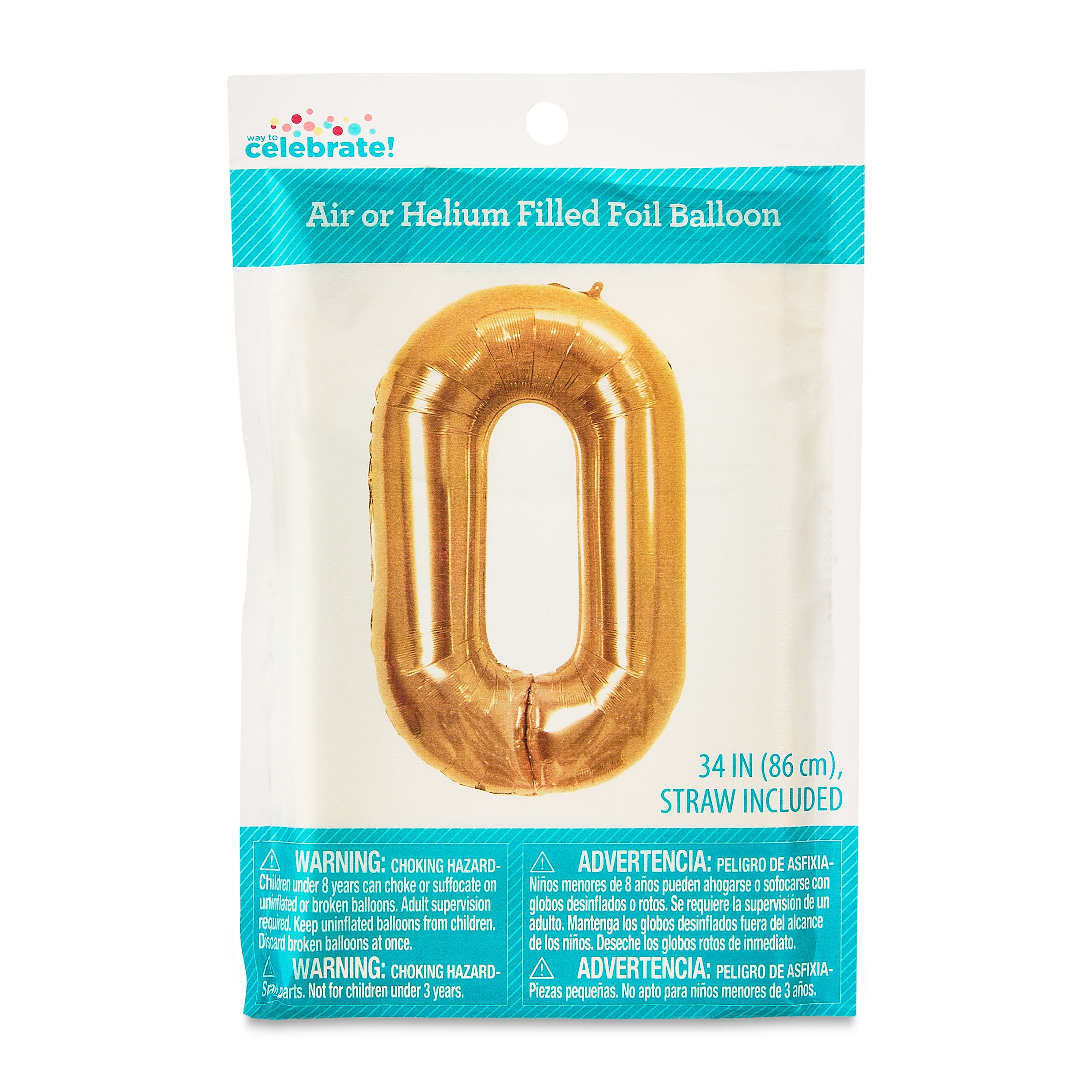 42" Gold Number 0 Foil Balloon, by Way To Celebrate - Walmart.com