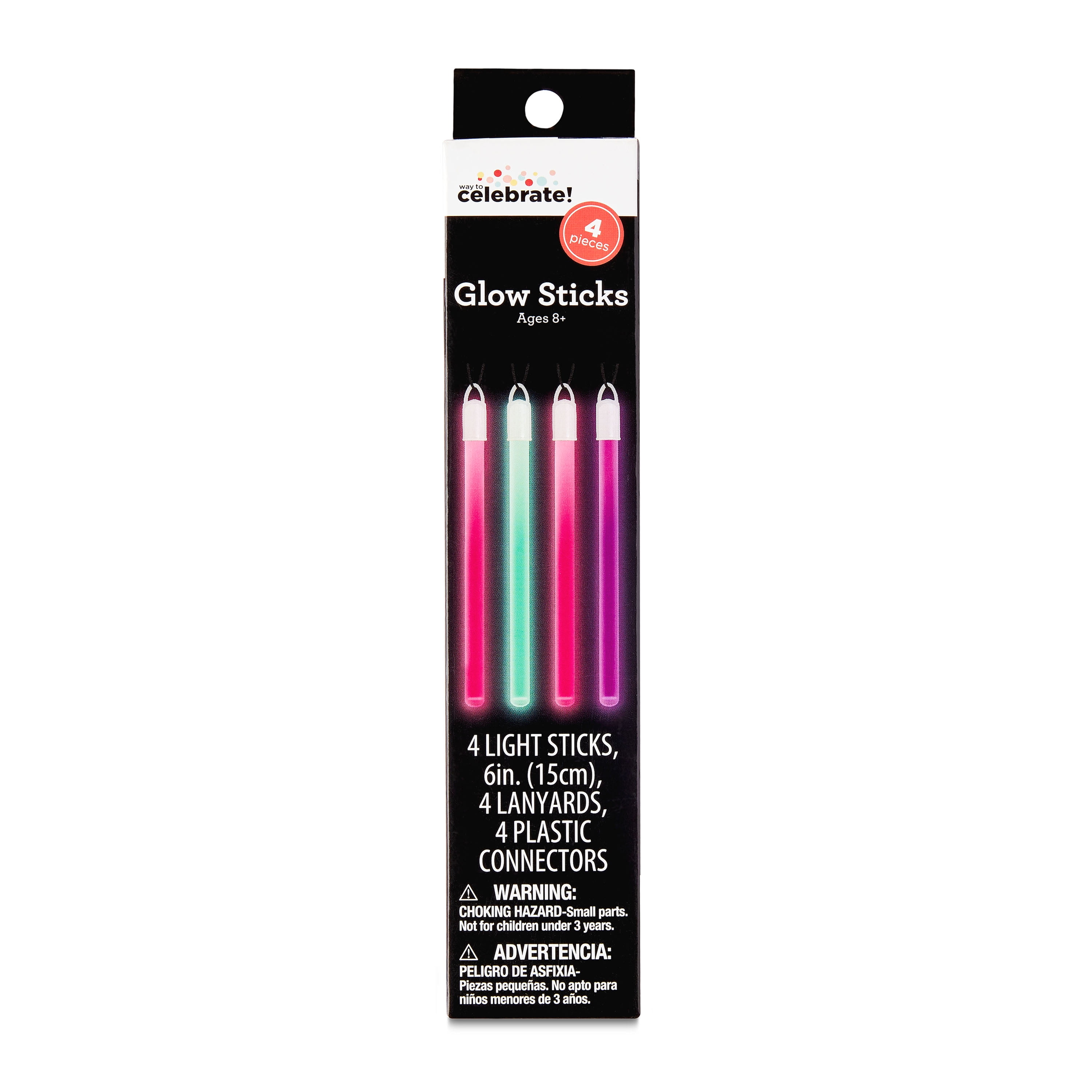 Purple/Pink/Blue Glow Sticks, 6", 4 Pieces, by Way To Celebrate - Walmart.com