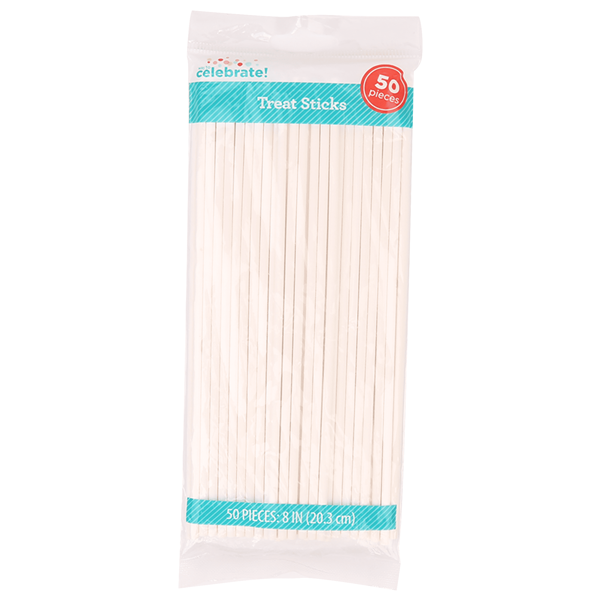 Way to Celebrate 8in Treat Stick, White, Paper, 50 Count - Walmart.com