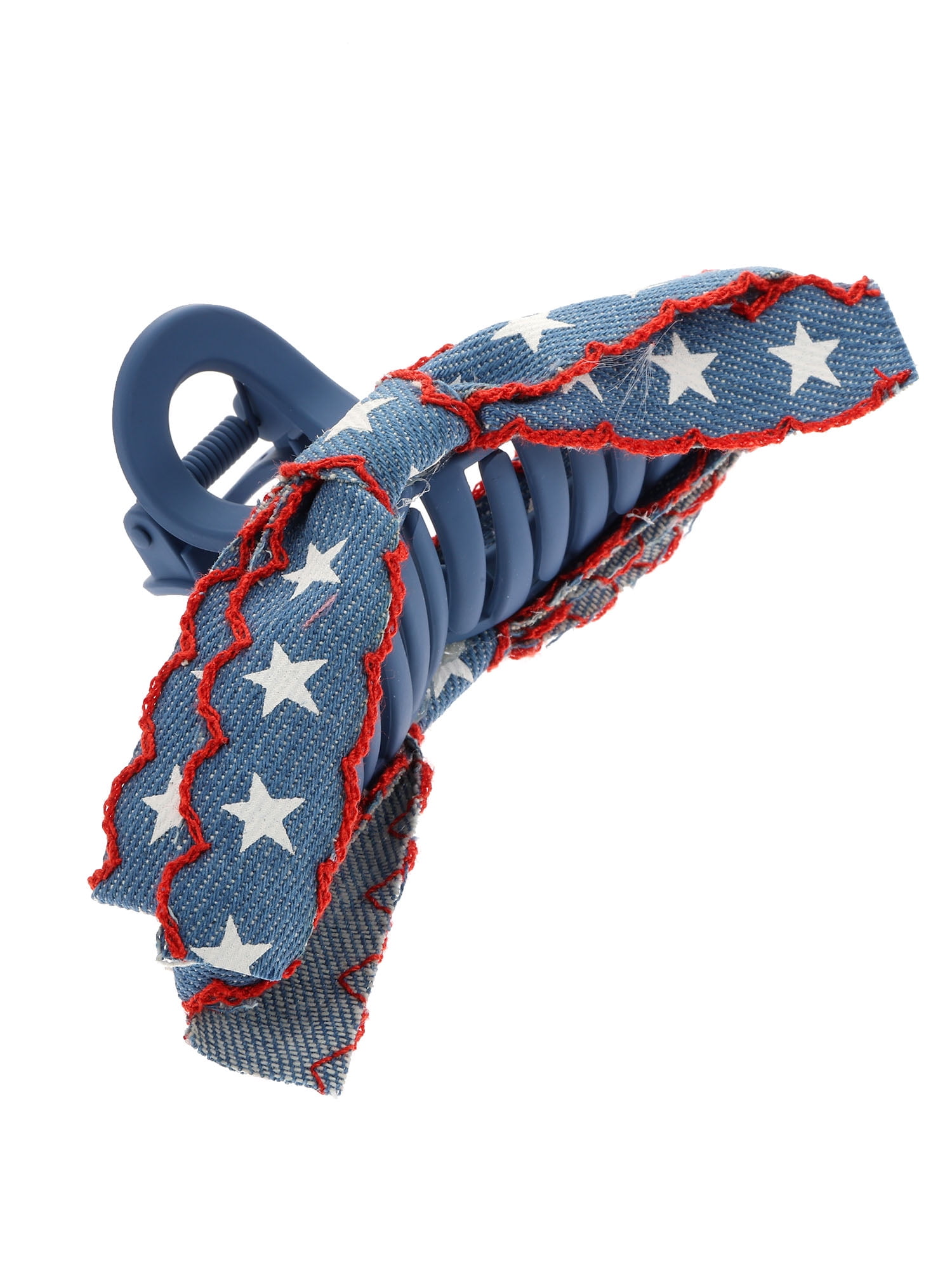 Way to Celebrate Americana Starry Denim Bow Claw Clip for Adults, Large ...