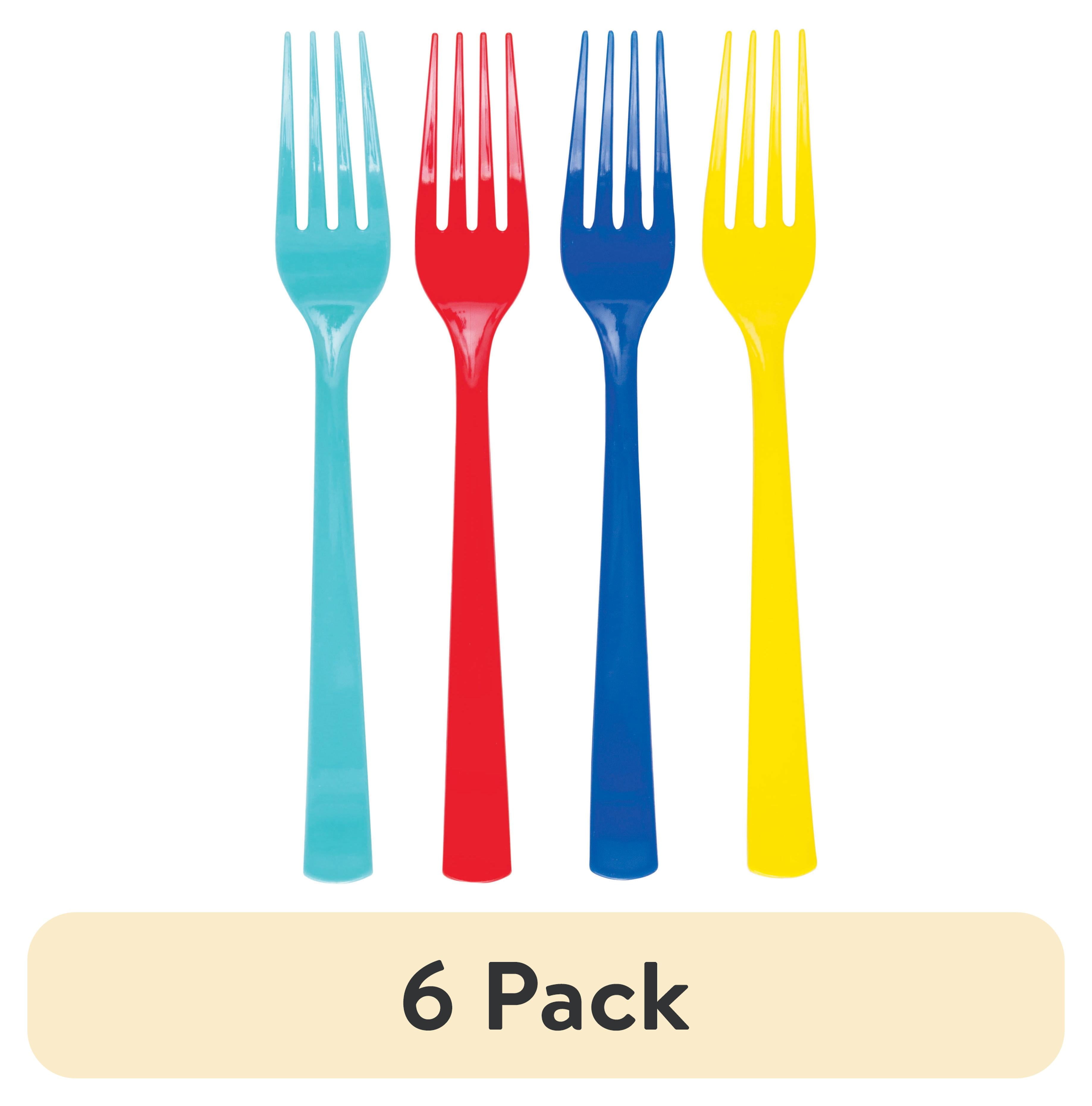(6 pack) Way to Celebrate! Assorted Color Plastic Forks, 24pcs ...