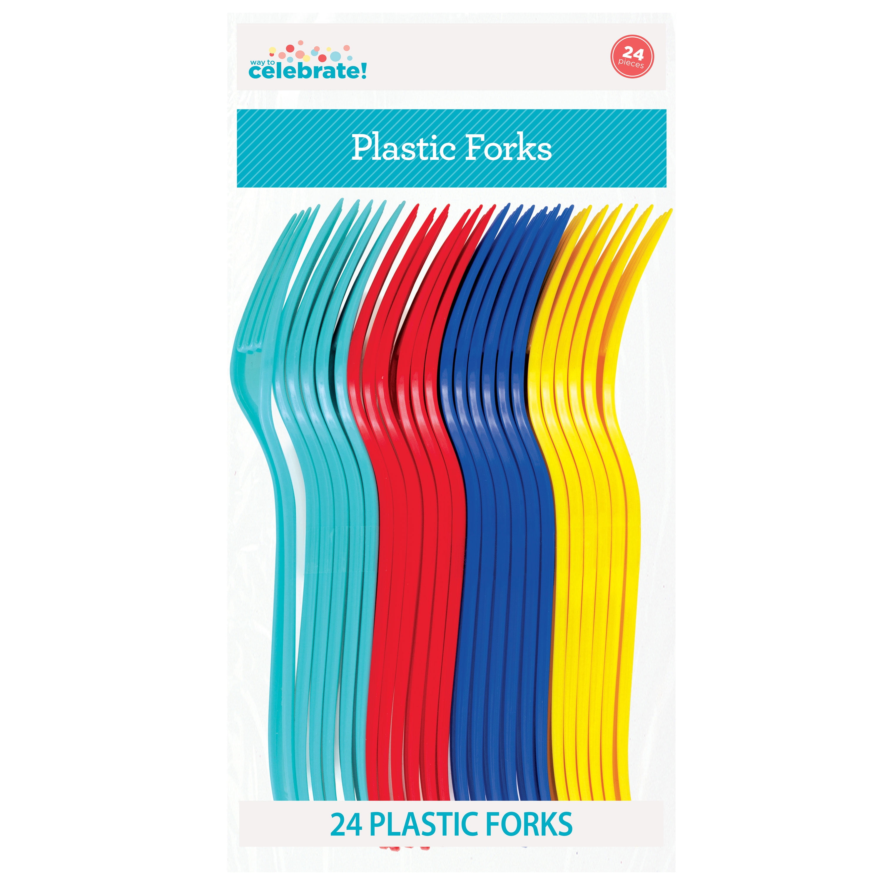 Disposable Plastic Forks, Assorted Colors, 24 Count, by Way To ...