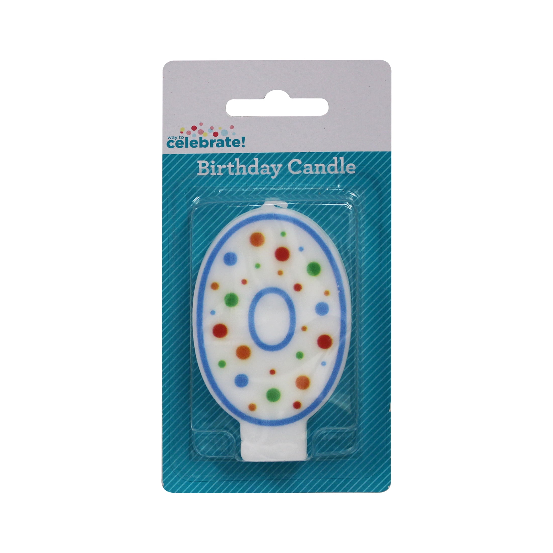 Way To Celebrate Assorted Colors Number 0 Birthday Candle for Cakes and ...
