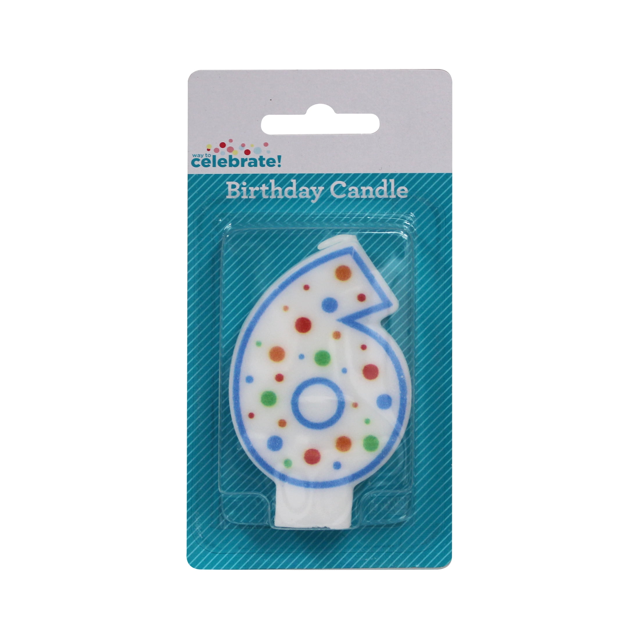 Way To Celebrate Colorful Assorted Colors Birthday Candle Number 6 for ...