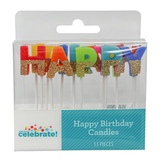 Way to Celebrate! Assorted Colors Birthday Candles, (4.25") 13 Pieces ...