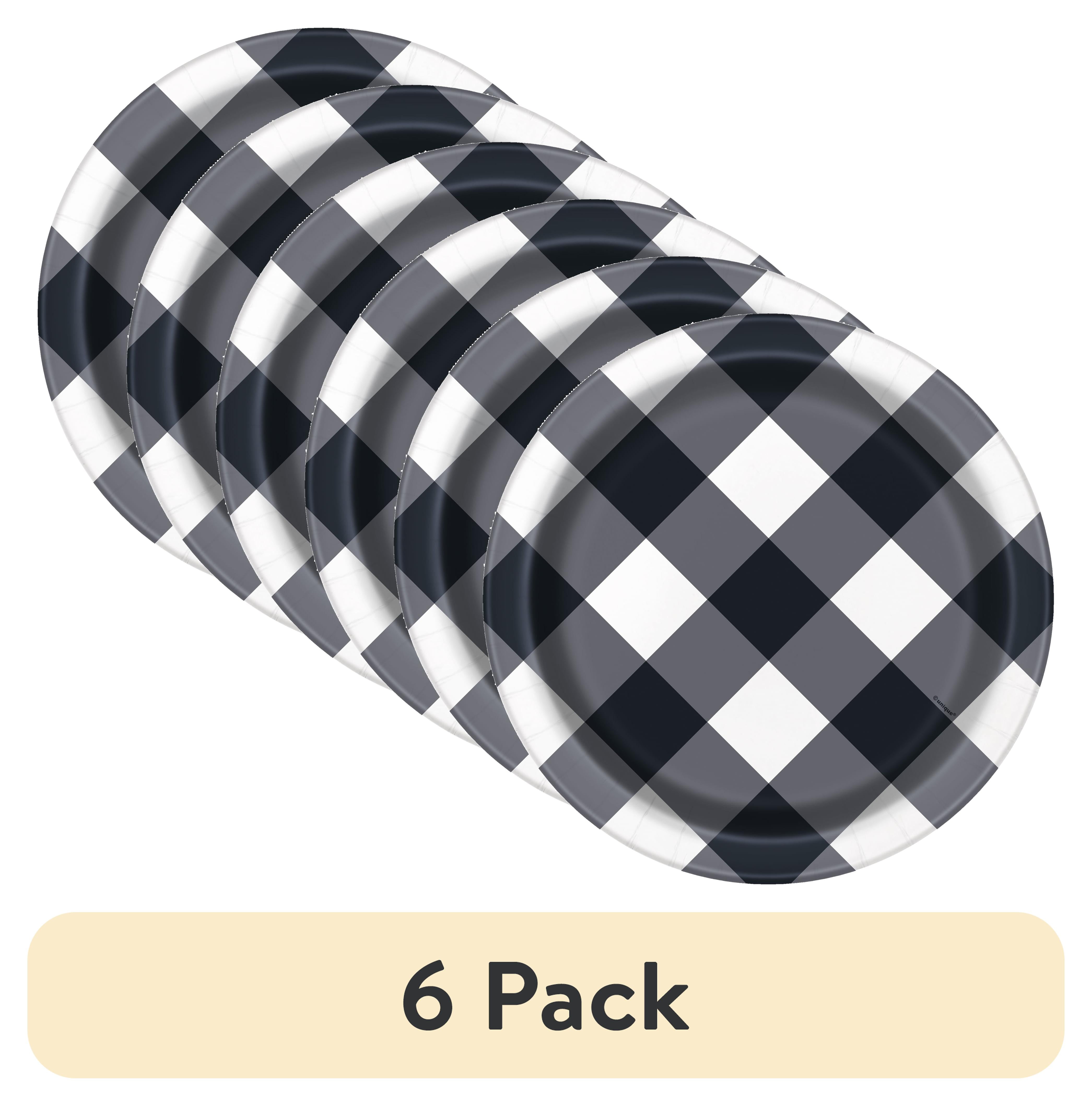 (6 pack) Way to Celebrate! Black Buffalo Plaid Paper Dinner Plates, 9in ...