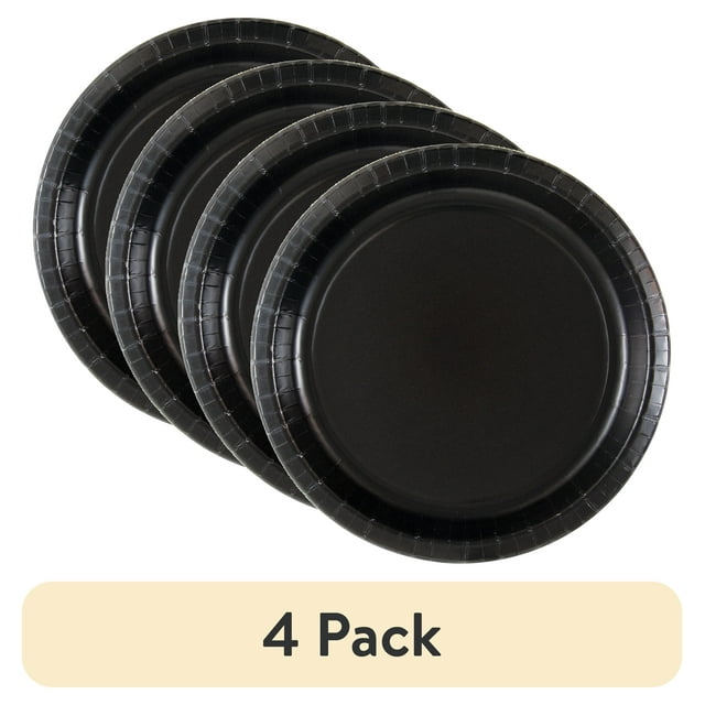 (4 pack) Way to Celebrate! Black Deep Paper Plates, 11.5in, 10ct ...