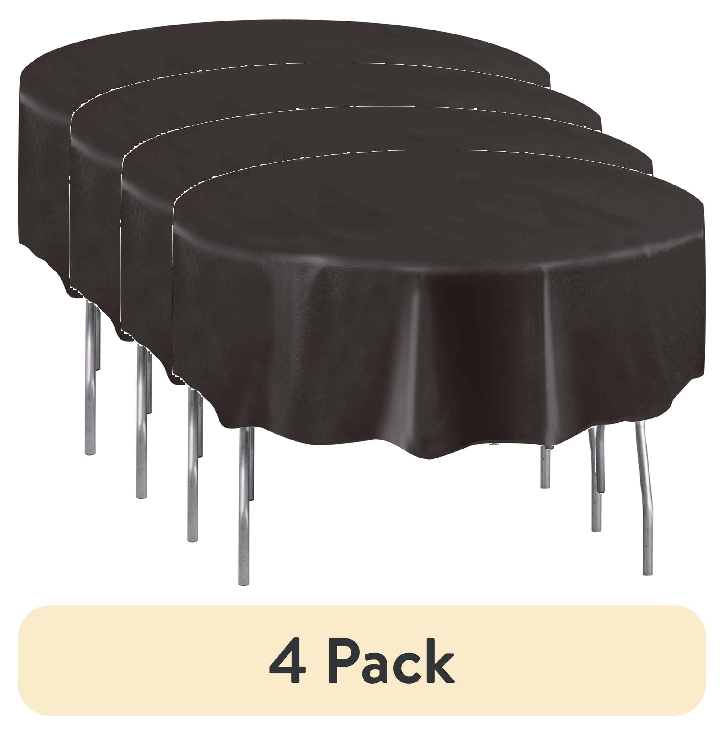 (4 pack) Way to Celebrate! Black Plastic Round Tablecloths, 84in, 2ct ...