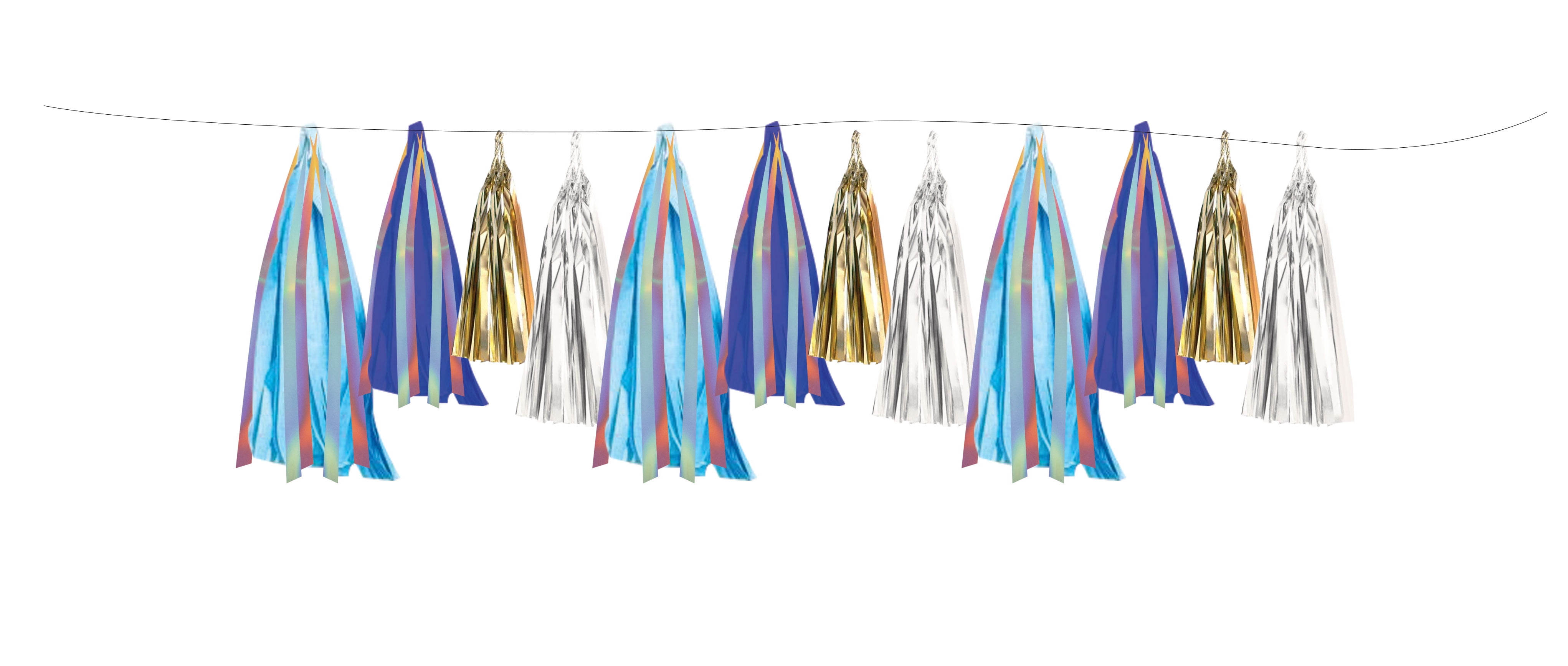 Blue and Gold Tissue Tassel Banner 108" x 9" by Way to Celebrate ...