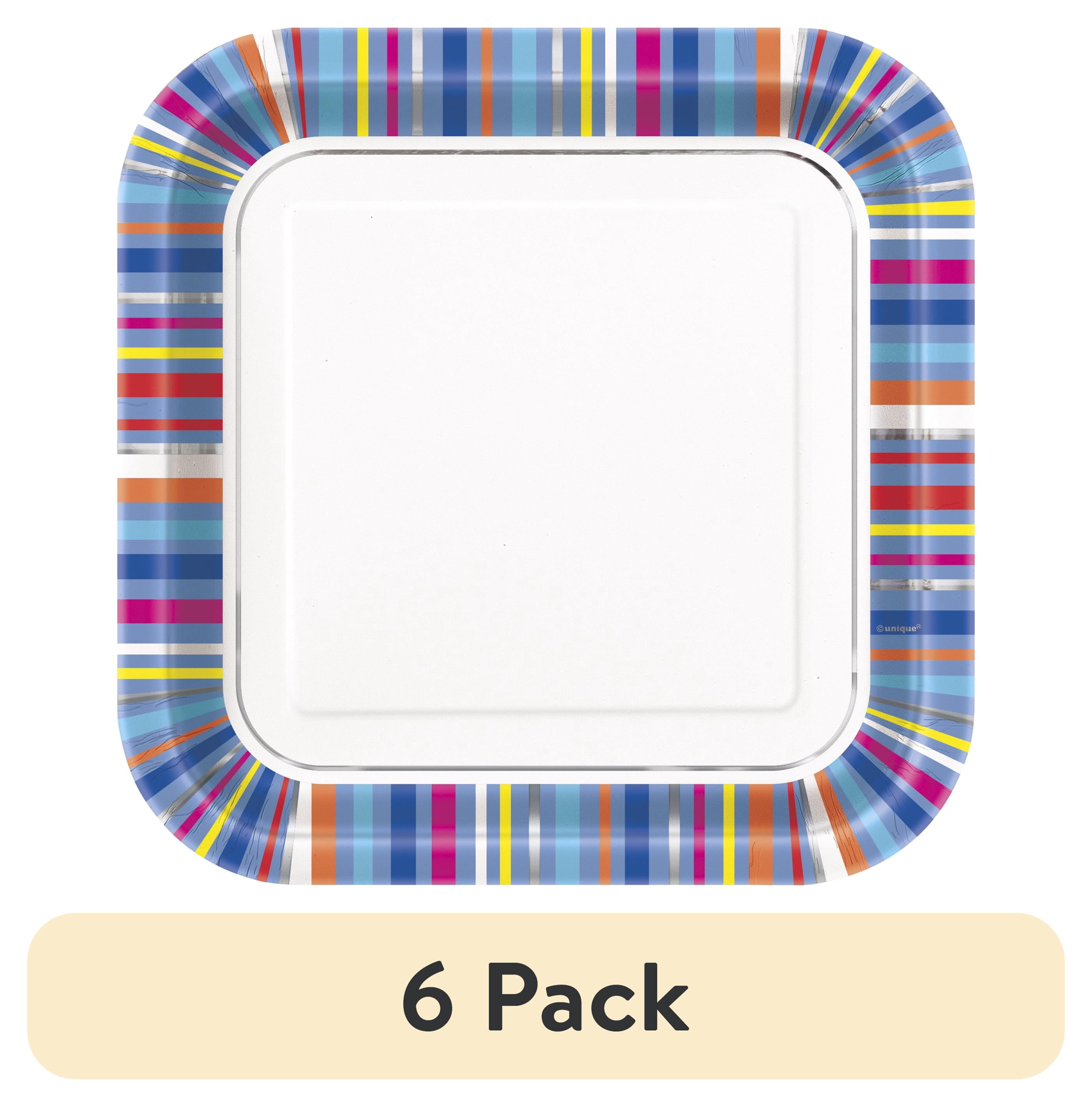 (6 pack) Way to Celebrate! Bright Stripes Birthday Paper Dessert Plates ...