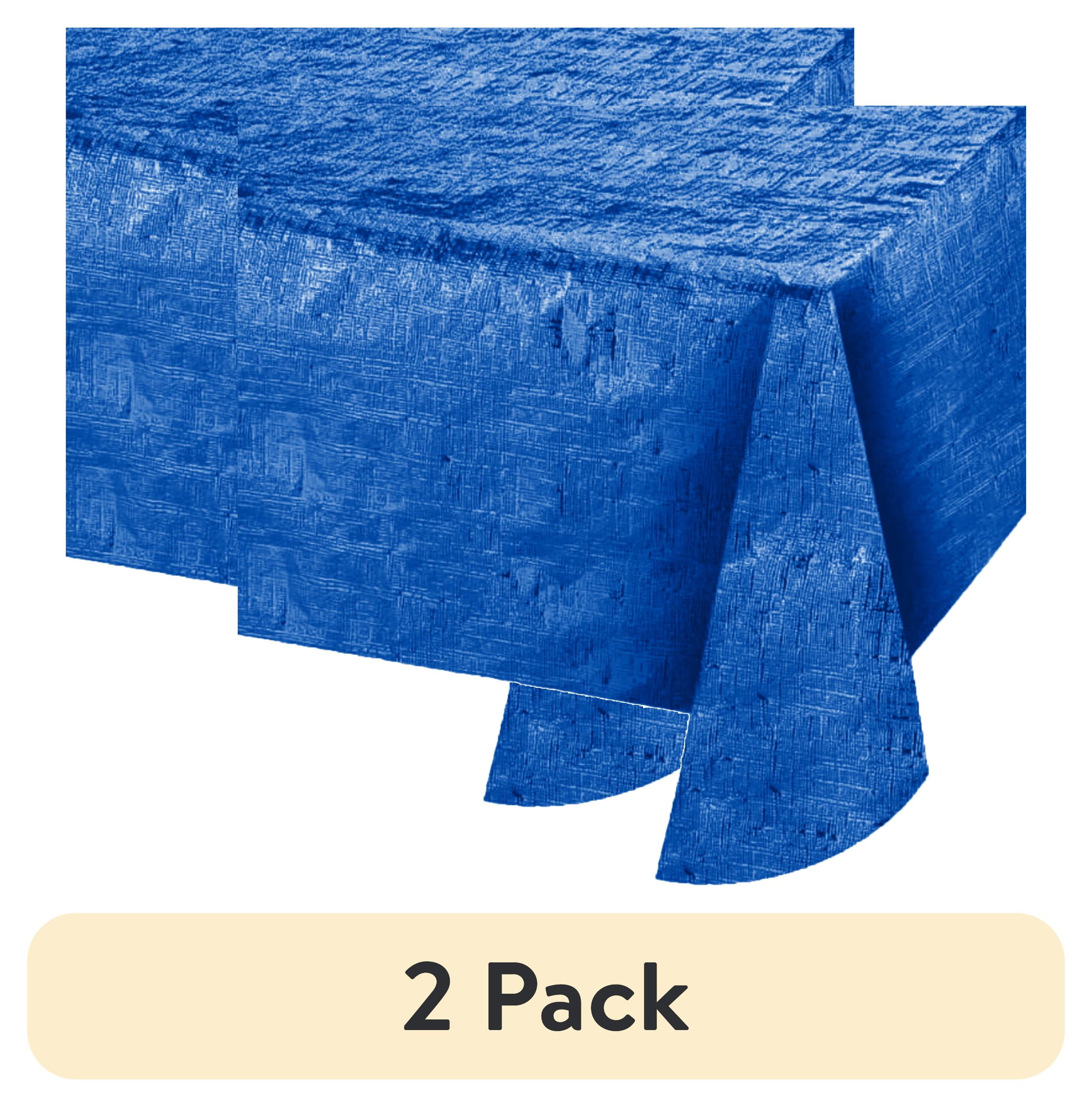 (2 pack) Cobalt Blue Metallic Foil Reversible Tablecloth 84" x 54" by ...