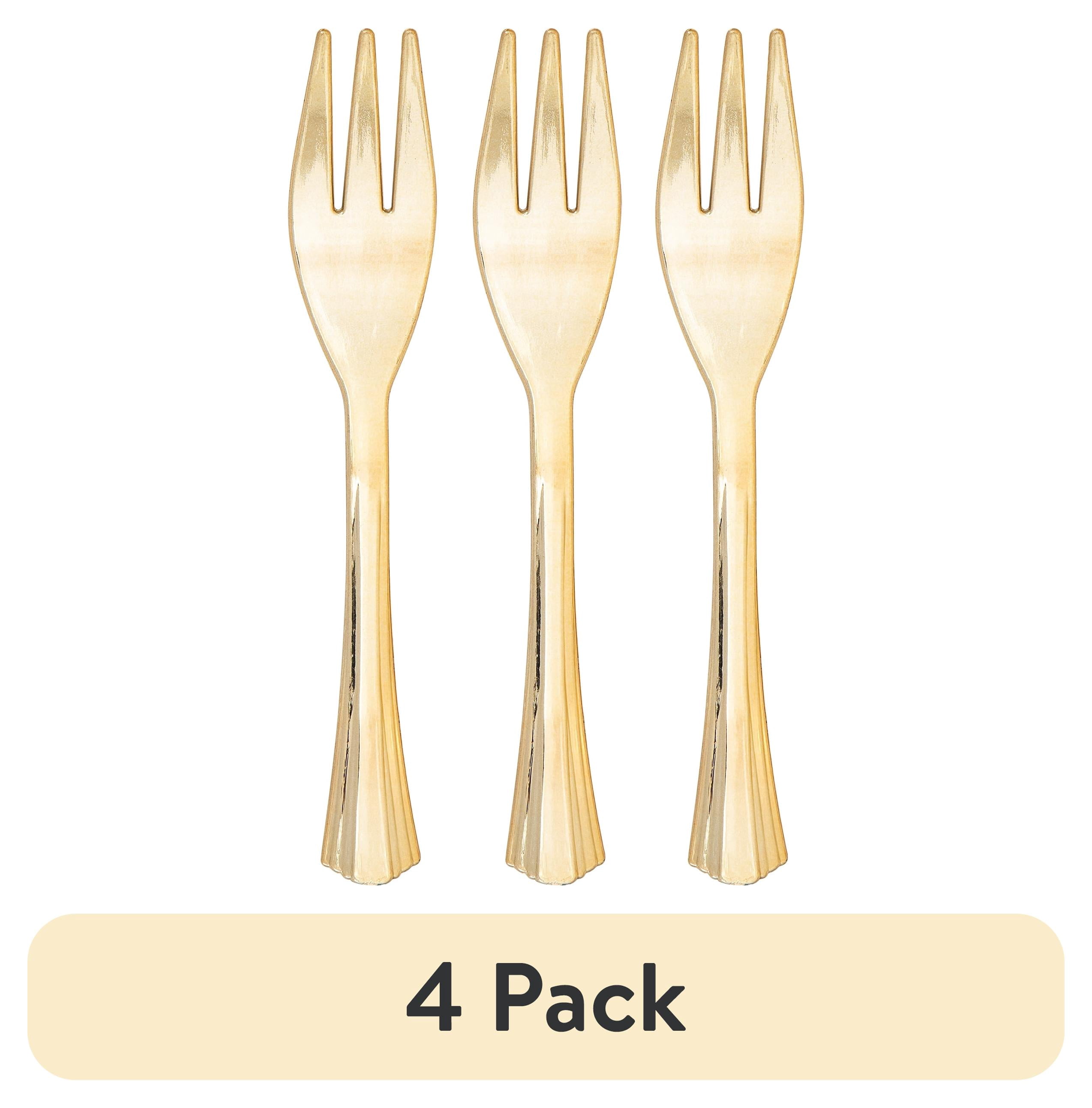 (4 pack) Gold Disposable Plastic Mini Forks 24 Count by Way to ...