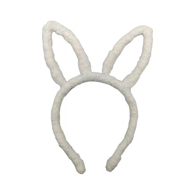 Way to Celebrate Easter Plush Bunny Ear Headband, Unisex, White ...