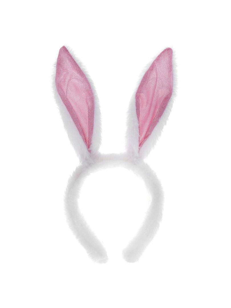 Way to Celebrate Easter Plush White Bunny Ear Headband, Unisex, Pink ...
