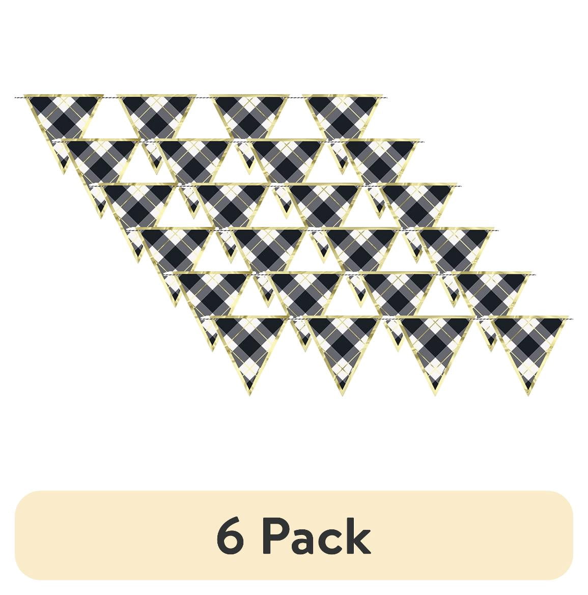 (6 pack) Way to Celebrate! Foil Gold Black Buffalo Plaid Flag Banner ...