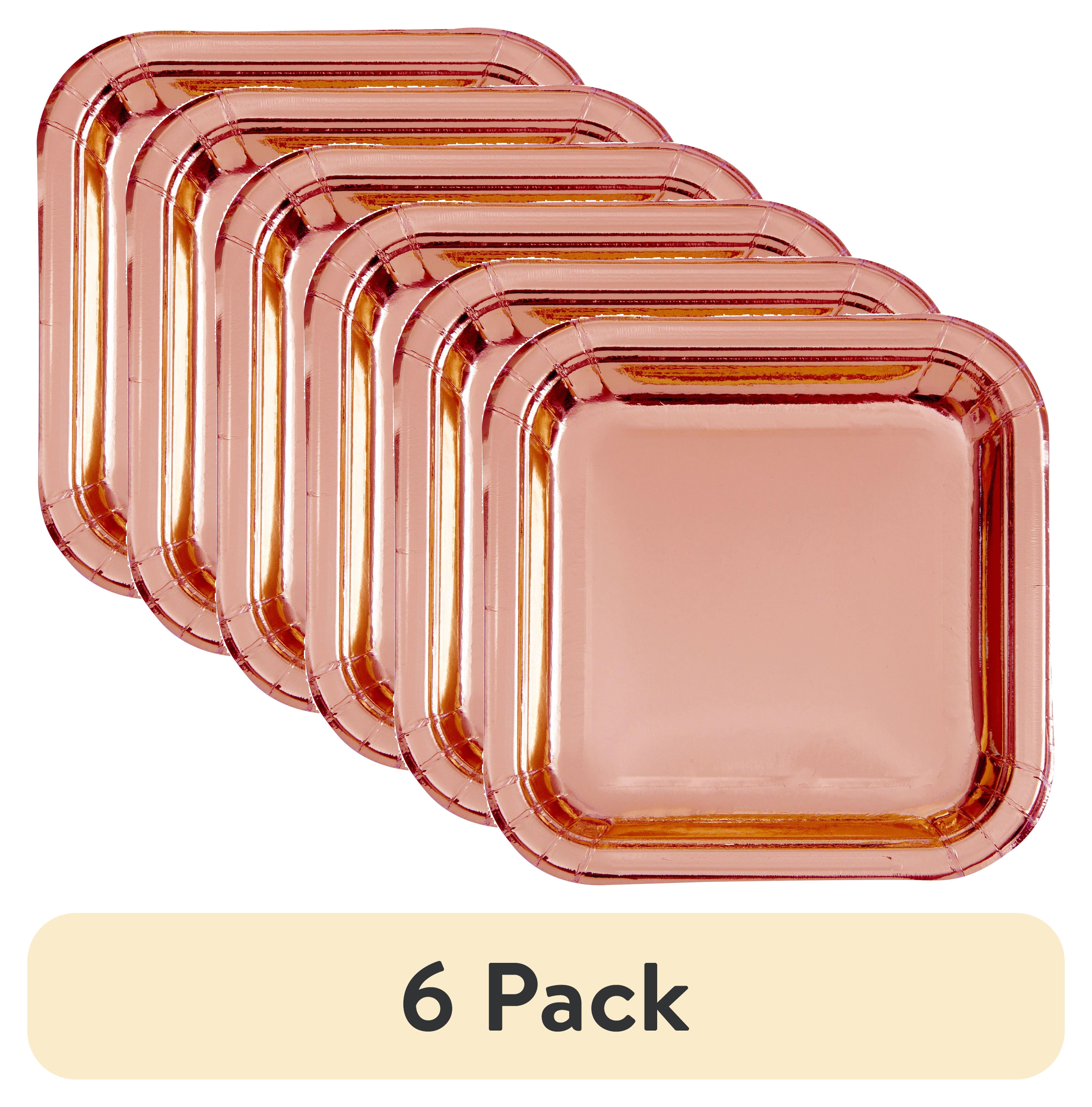 (6 pack) Way to Celebrate! Foil Solid Rose Gold Paper Dessert Plates ...