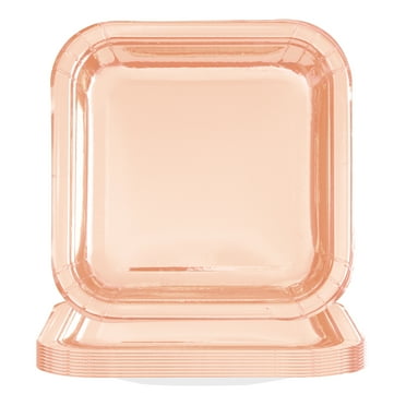 BalsaCircle 25 Rose Gold Square 7" Disposable Dinner Dessert Paper ...