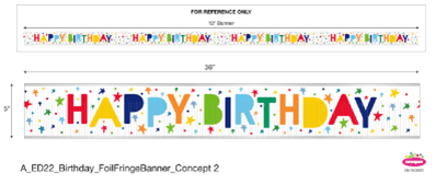 Multicolor Bright Star Happy Birthday Fringe Party Banner, 12', by Way ...