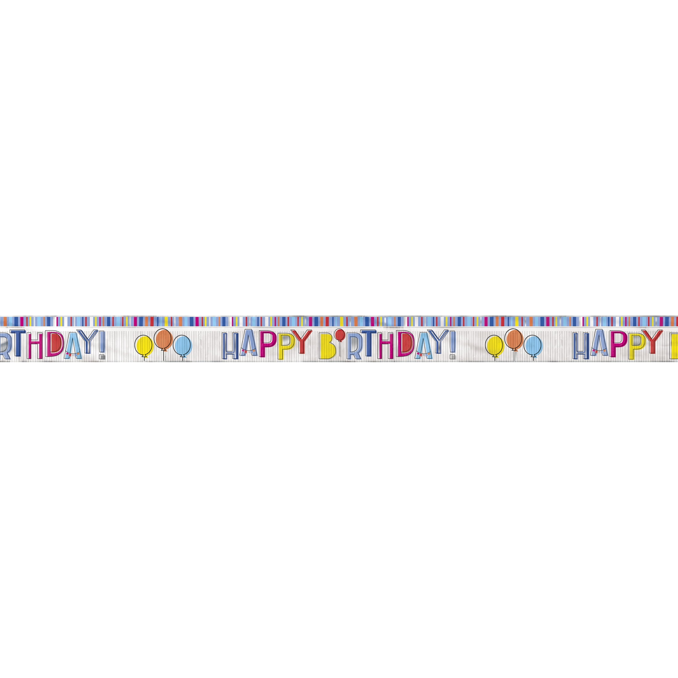 Way to Celebrate! Fringe Foil Bright Stripes Birthday Banner, 12ft ...