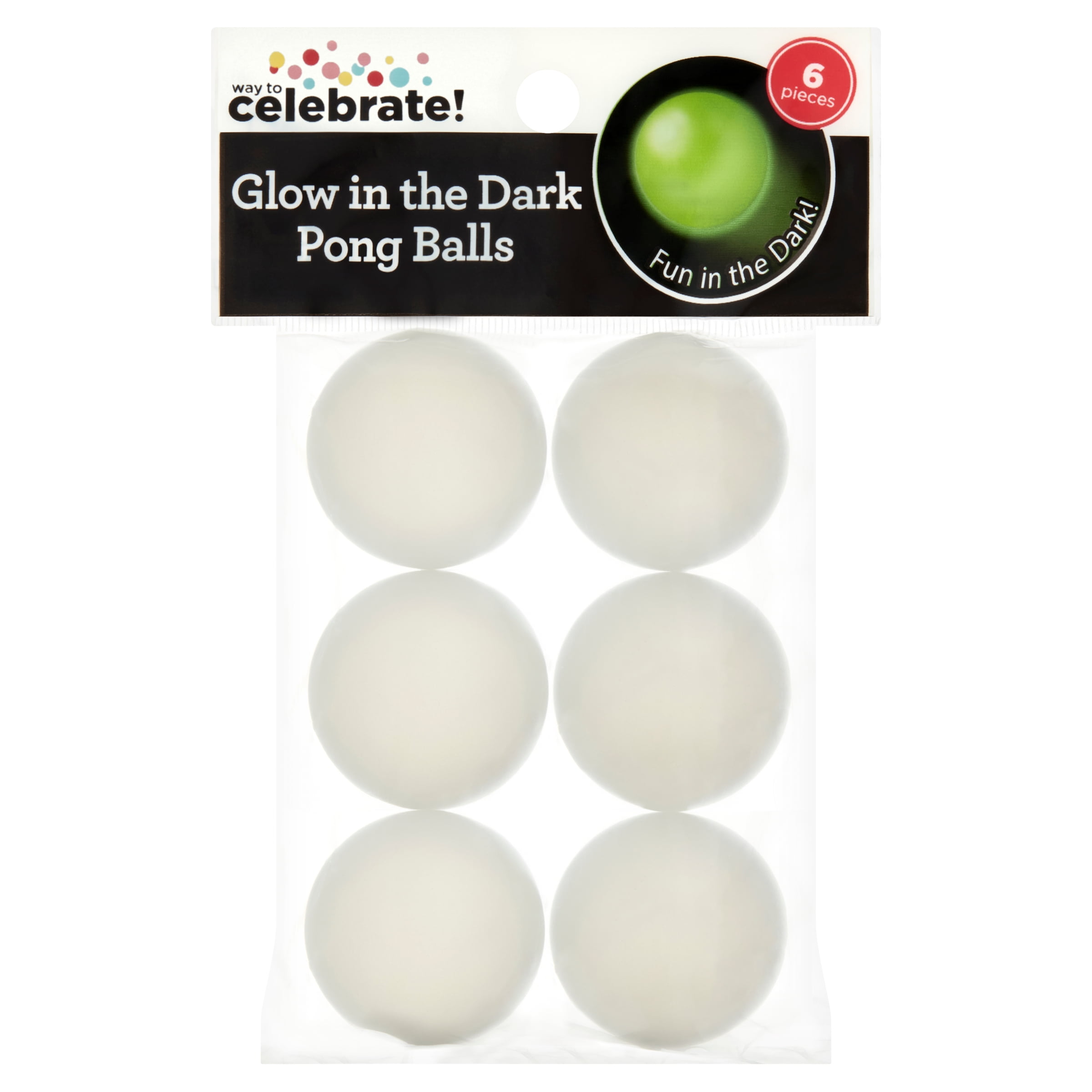Way To Celebrate White Glow-in-the-Dark Pong Ball Party Favors, 6 Count ...