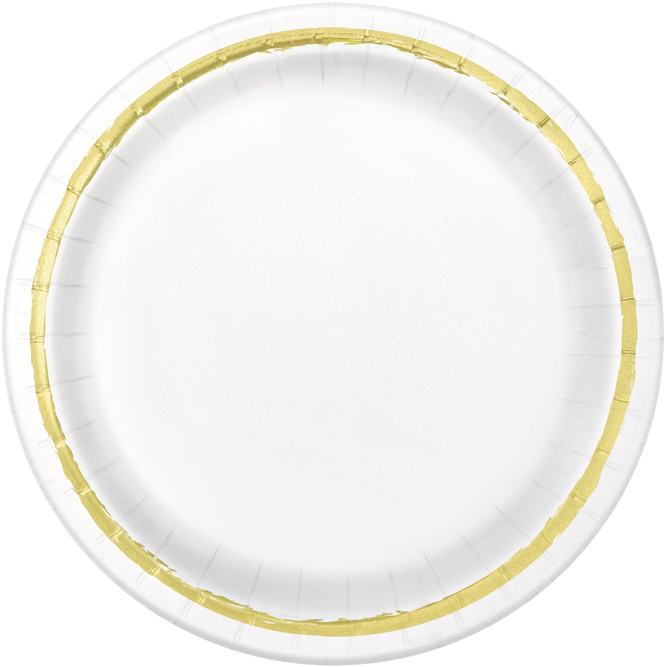 Way to Celebrate! Gold Painted Stripes Paper Dessert Plates, 7in, 10ct ...