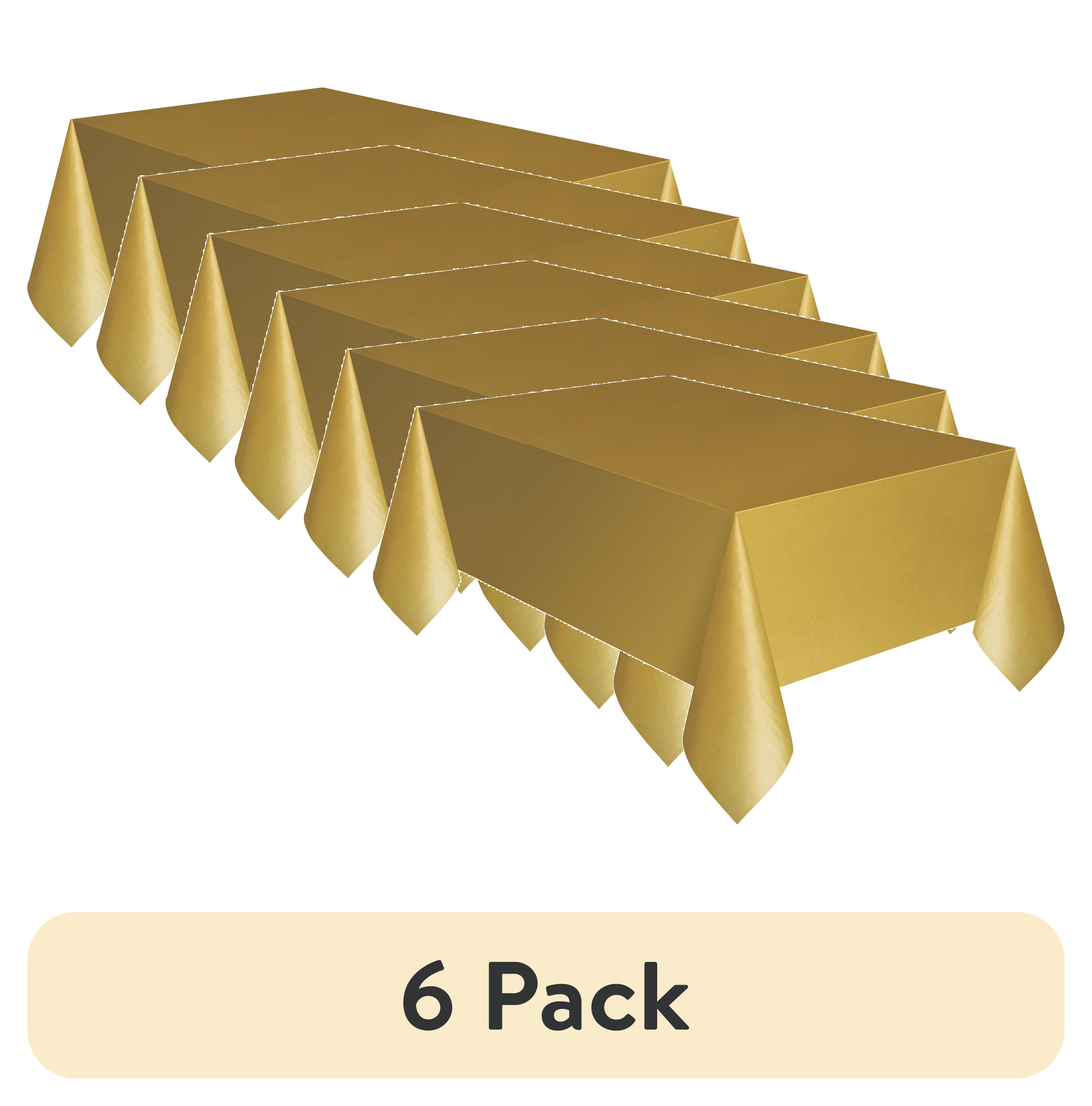 (6 pack) Way to Celebrate! Gold Plastic Party Tablecloth, 108in x 54in ...