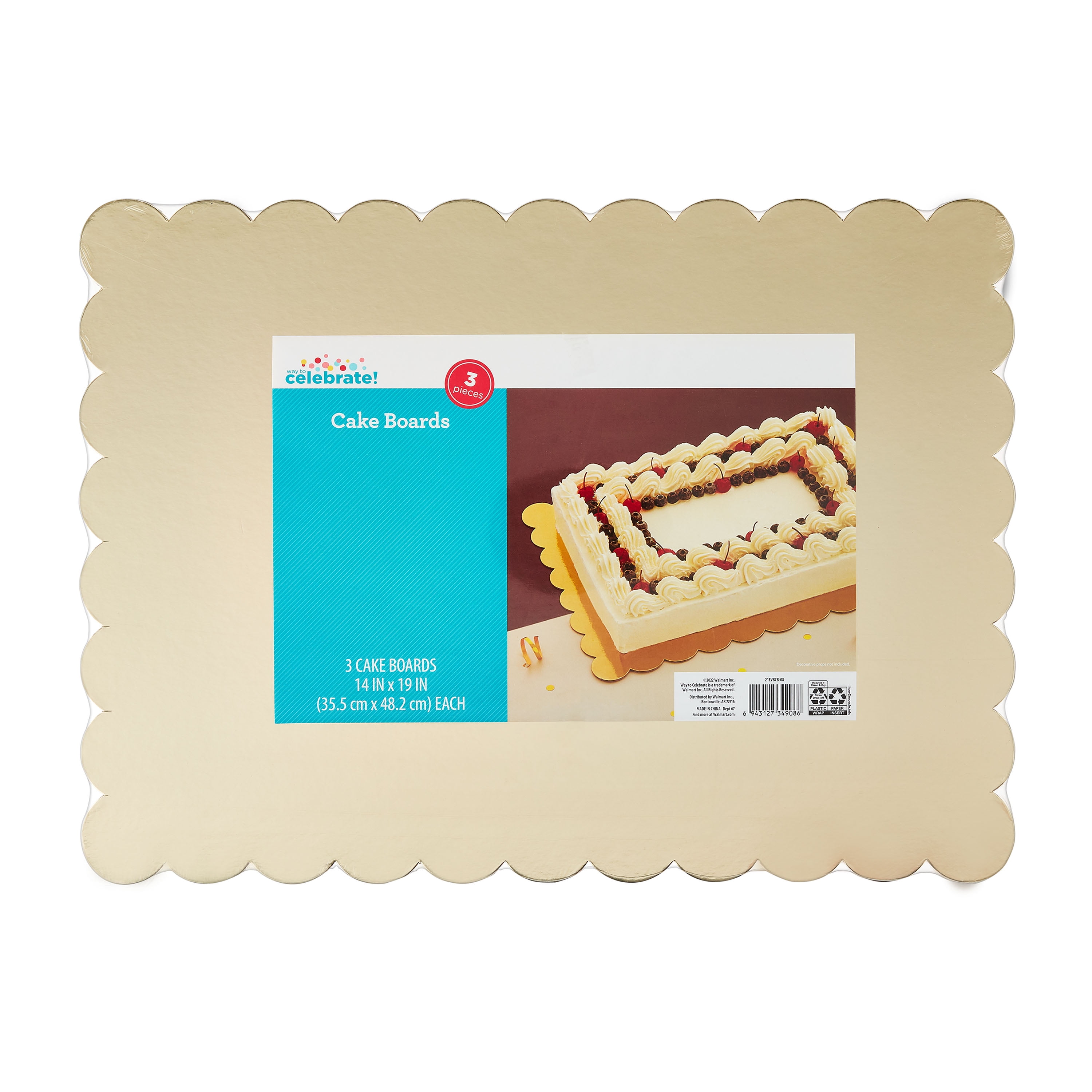 14" x 19" Gold Scallop Paper Cake Boards, 3 Count, by Way To Celebrate ...