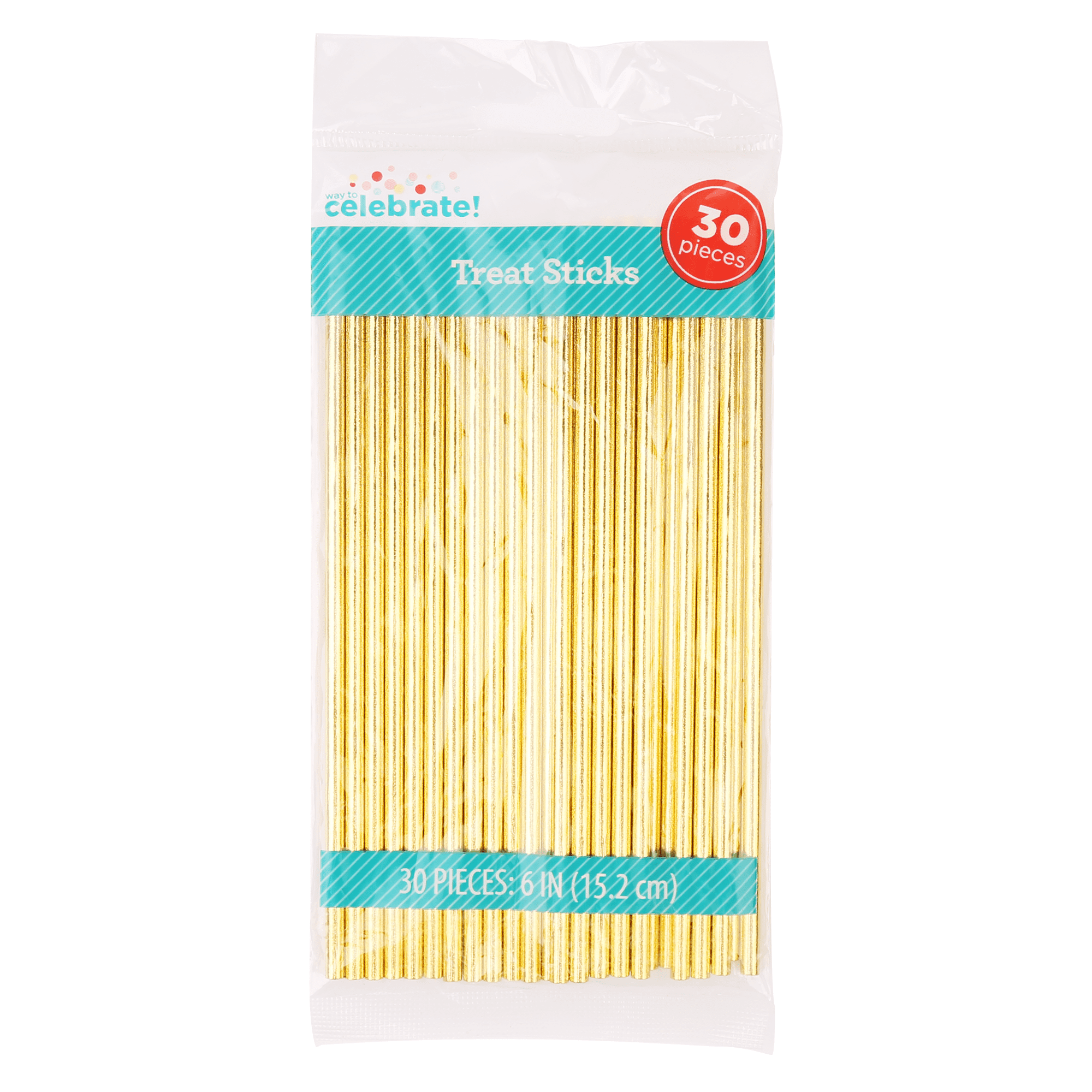 Way to Celebrate Gold Treat Stick, 6 inch, Paper, 30 Count - Walmart.com