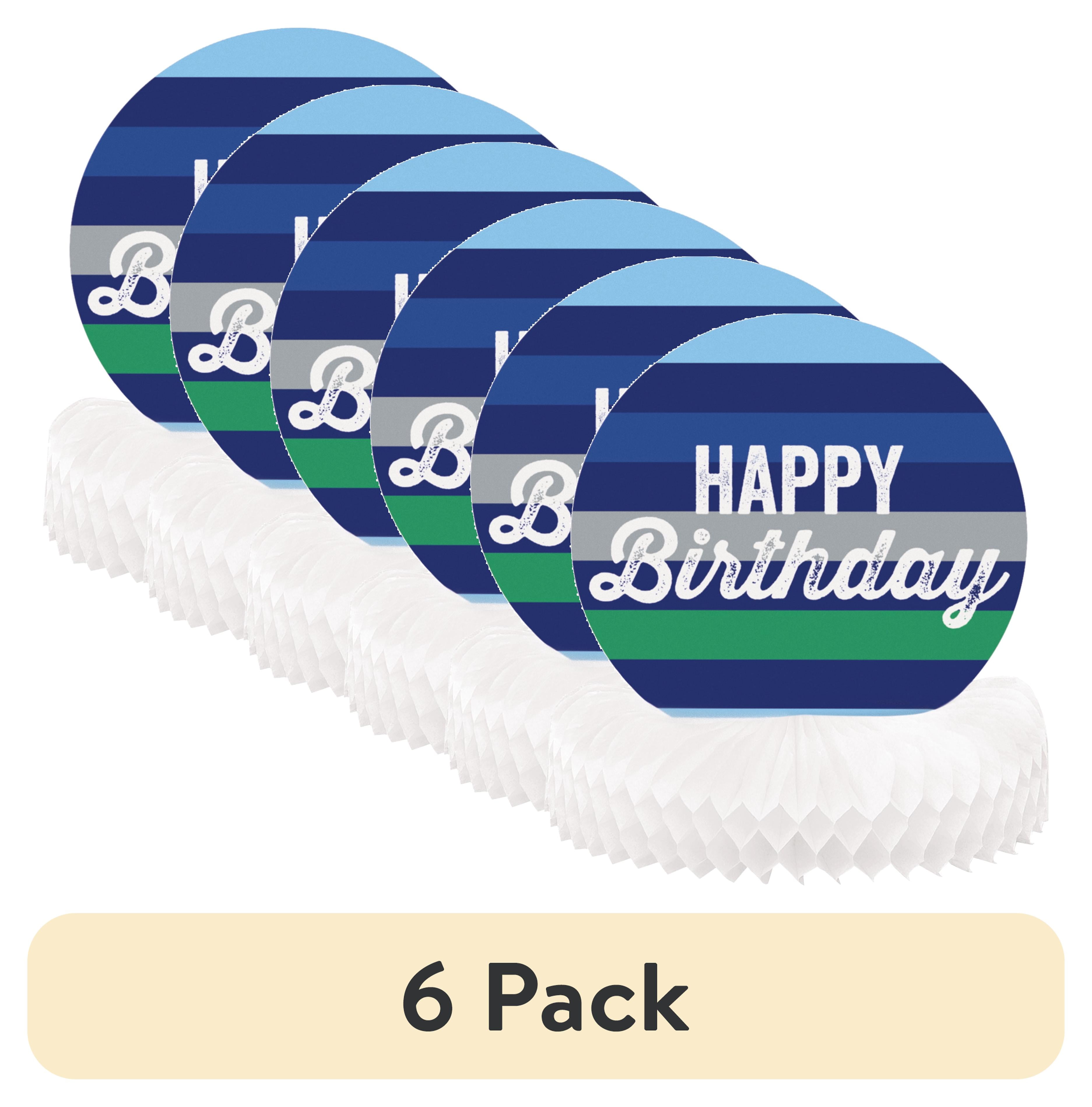 (6 pack) Way to Celebrate! Green & Blue Stripes Birthday Centerpiece ...