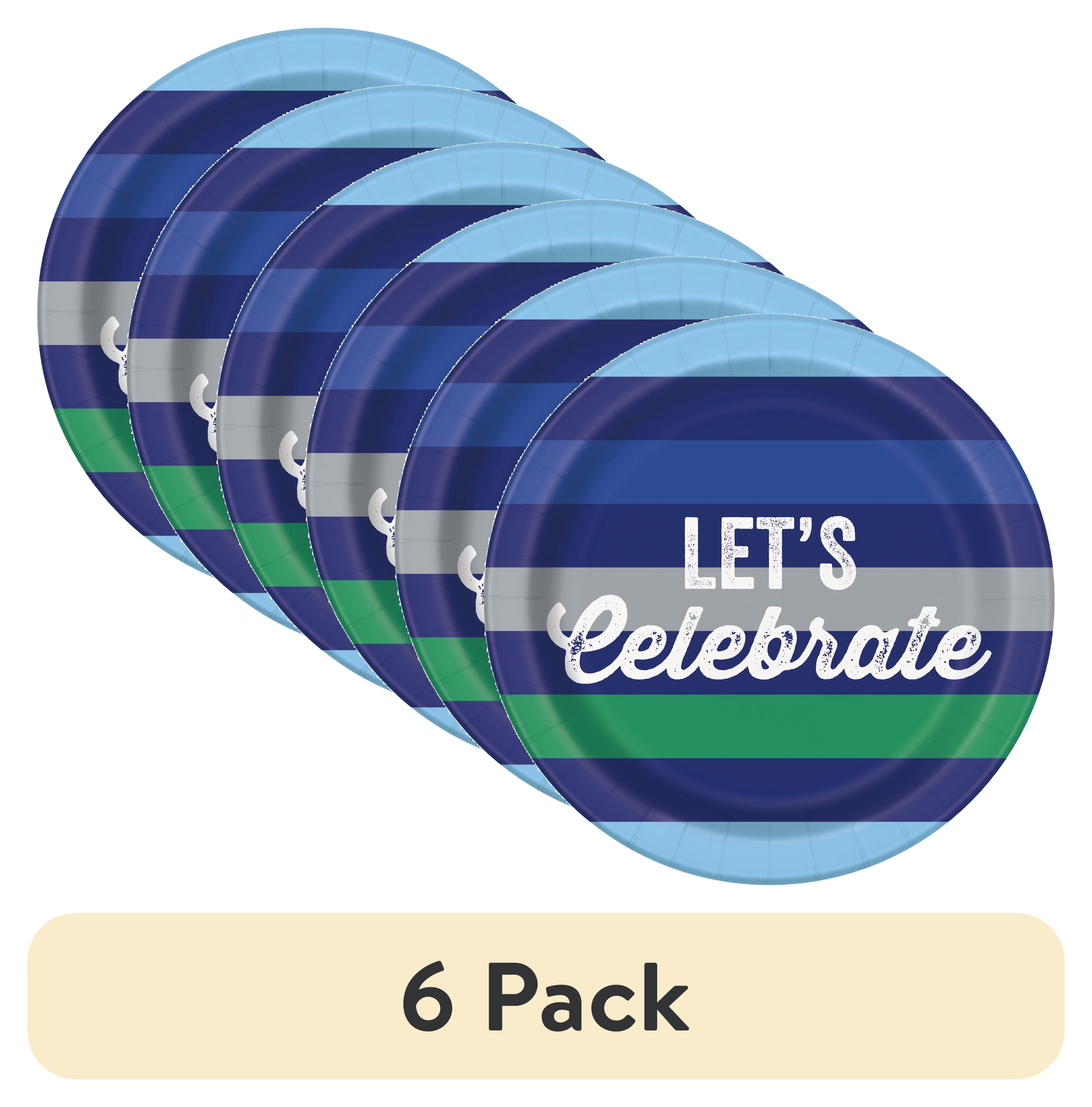 (6 pack) Way to Celebrate Green & Blue Stripes Birthday Paper Dessert ...