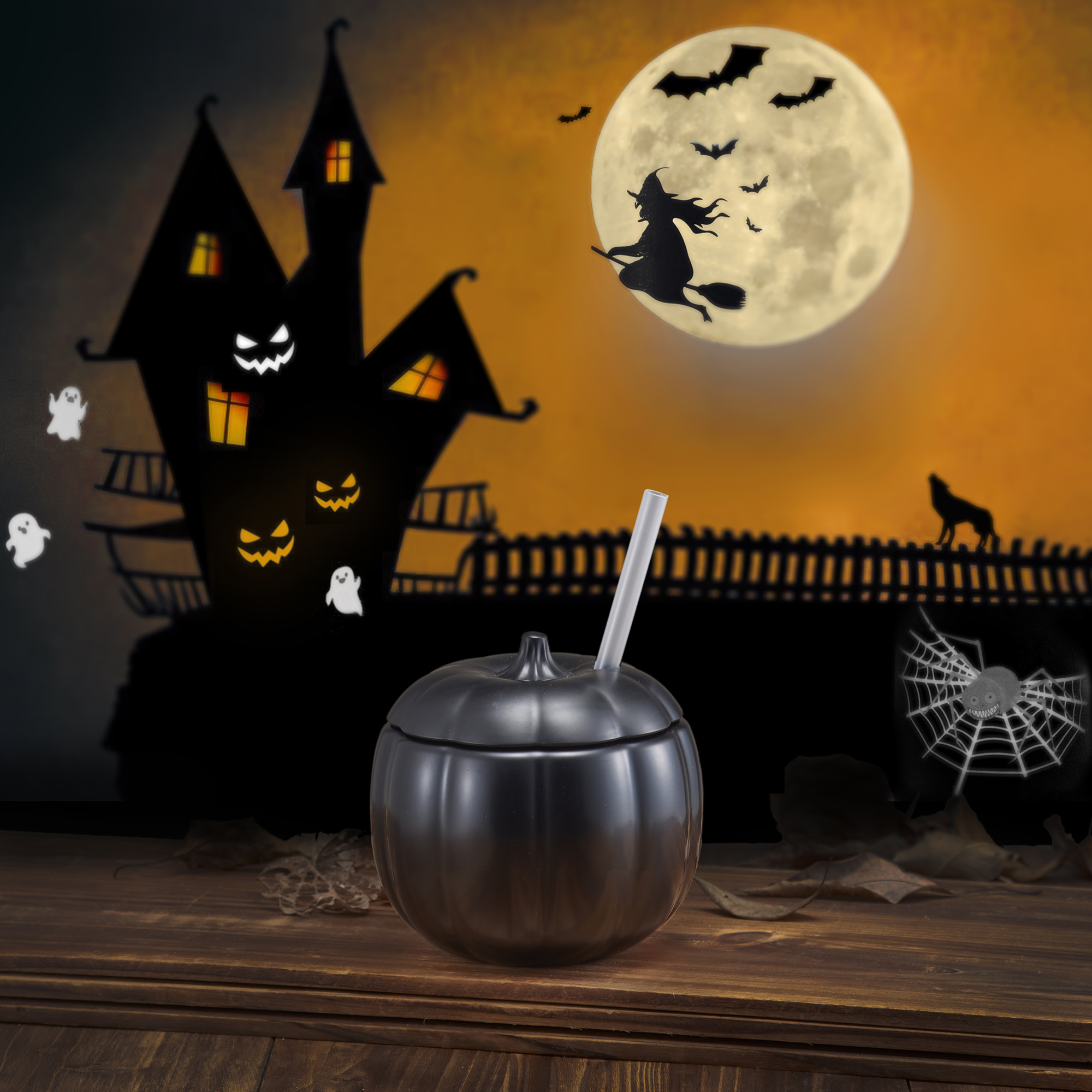 Way to Celebrate Halloween 19oz Black Pumpkin Sipper Tumbler - Walmart.com