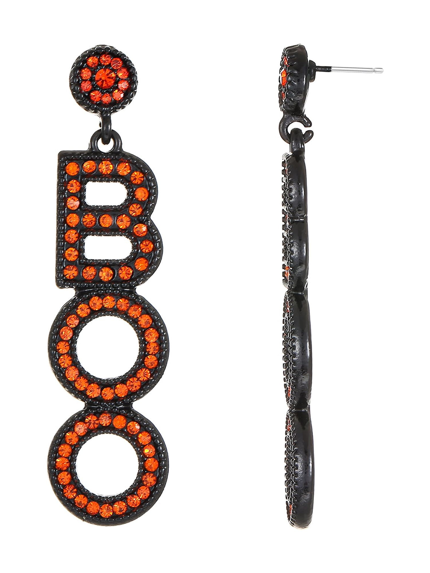 Way to Celebrate Halloween BOO Earrings, Black and Orange, 1 Pair ...