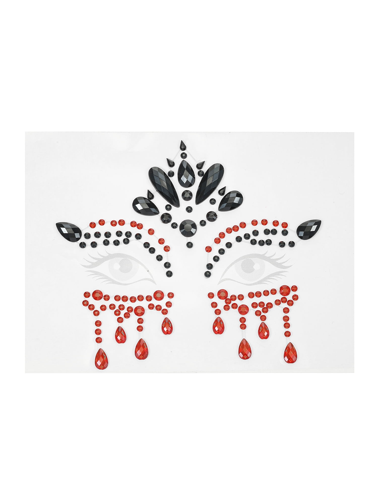 Way to Celebrate Halloween Black and Red Gemstone Temporary Face Gems ...