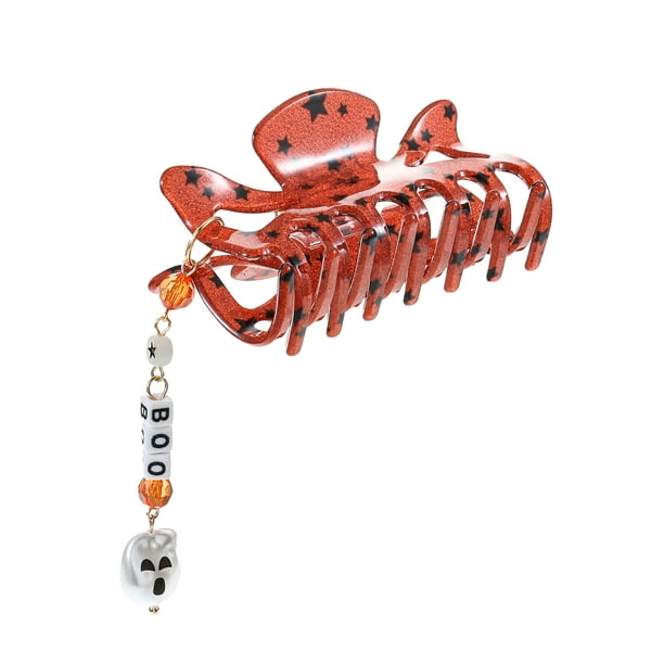 Way to Celebrate Halloween "Boo" Orange and Black Claw Clip, 1 Piece ...