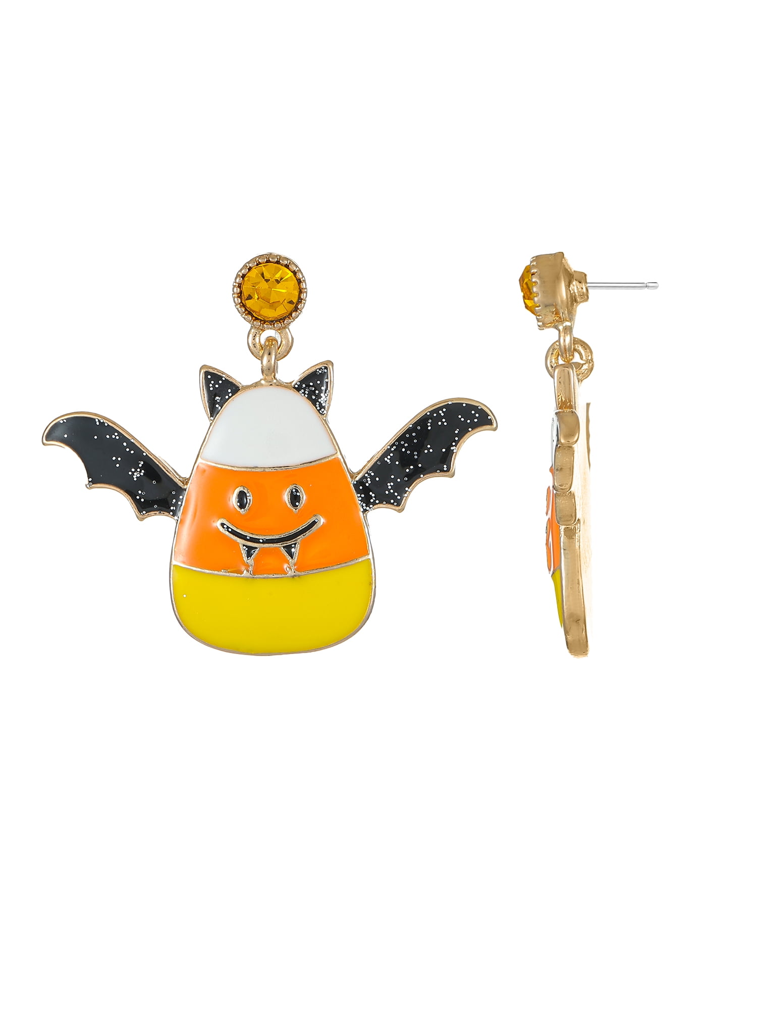 Way to Celebrate Halloween Candy Corn Bat Earring, 1 Pair - Walmart.com