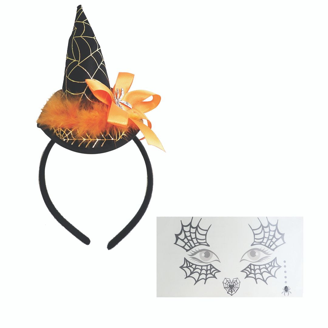 Way to Celebrate Halloween Costume Headband and Face Tattoo Set, Witch ...