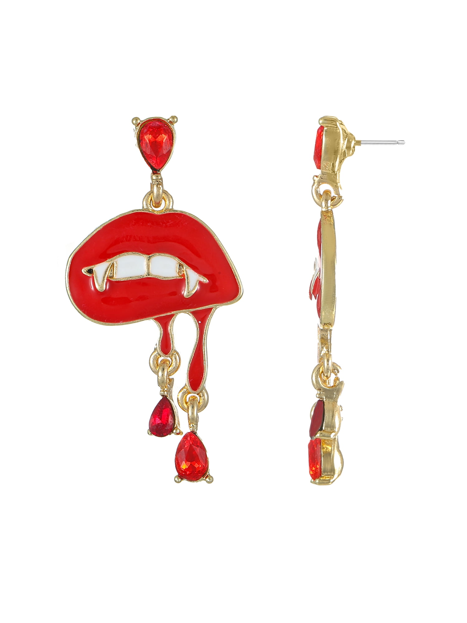 Way to Celebrate Halloween Dripping Fangs Earrings, Red, 1 Pair ...