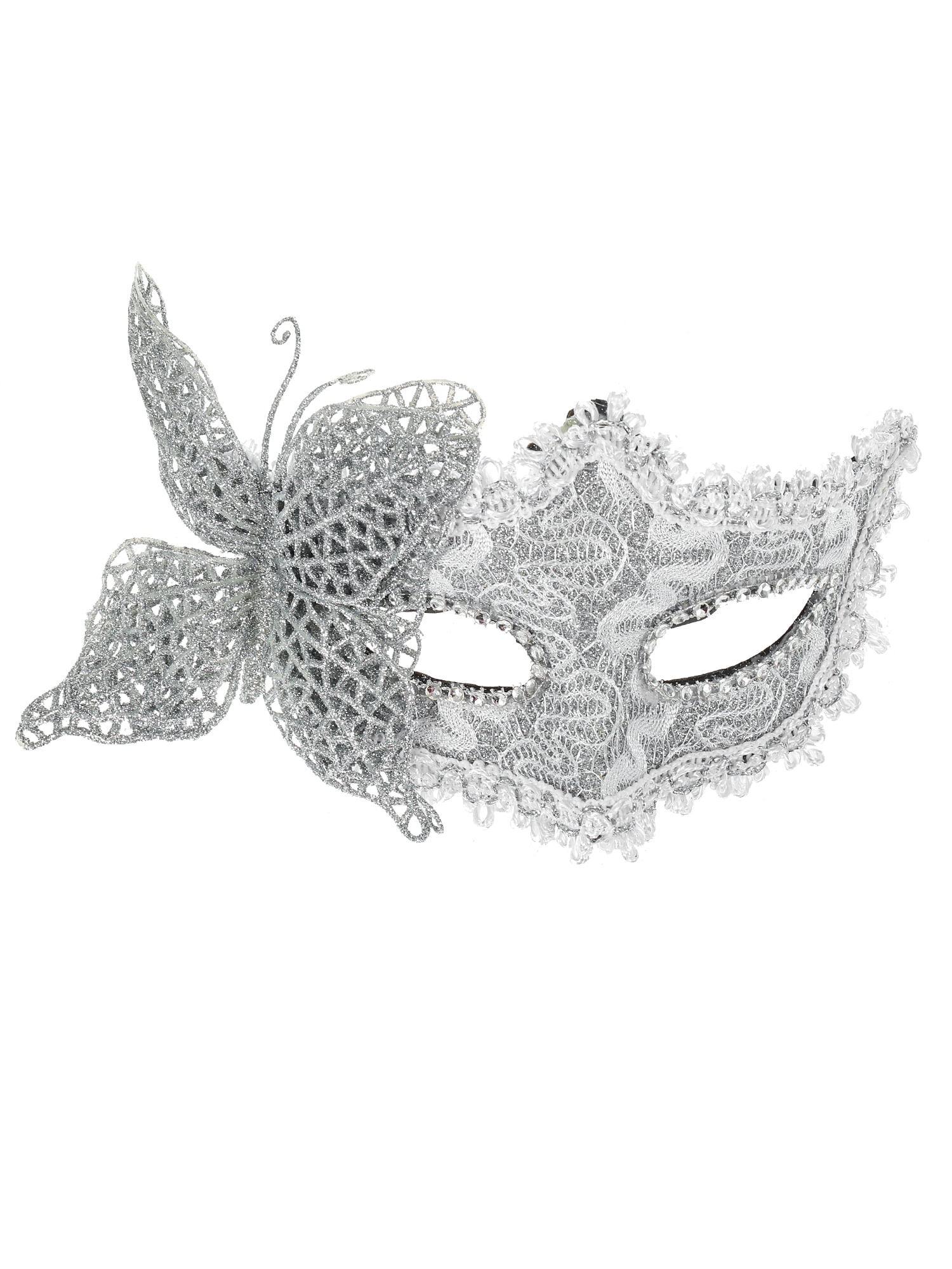 Way to Celebrate Halloween Embellished Silver Face Mask, 1 Piece ...