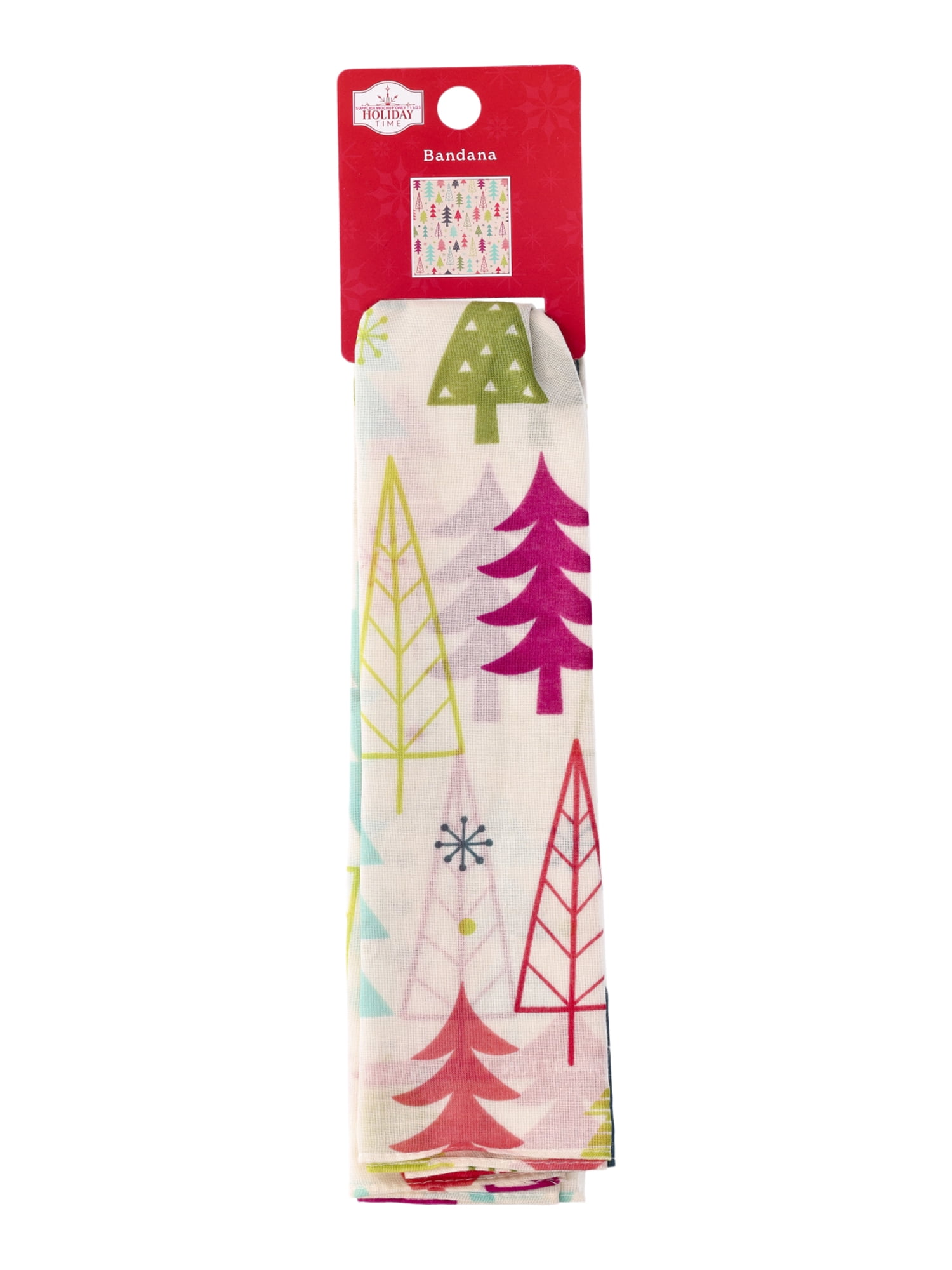 Way to Celebrate Holiday Trees Bandana - 100% Cotton Bandana - Walmart.com