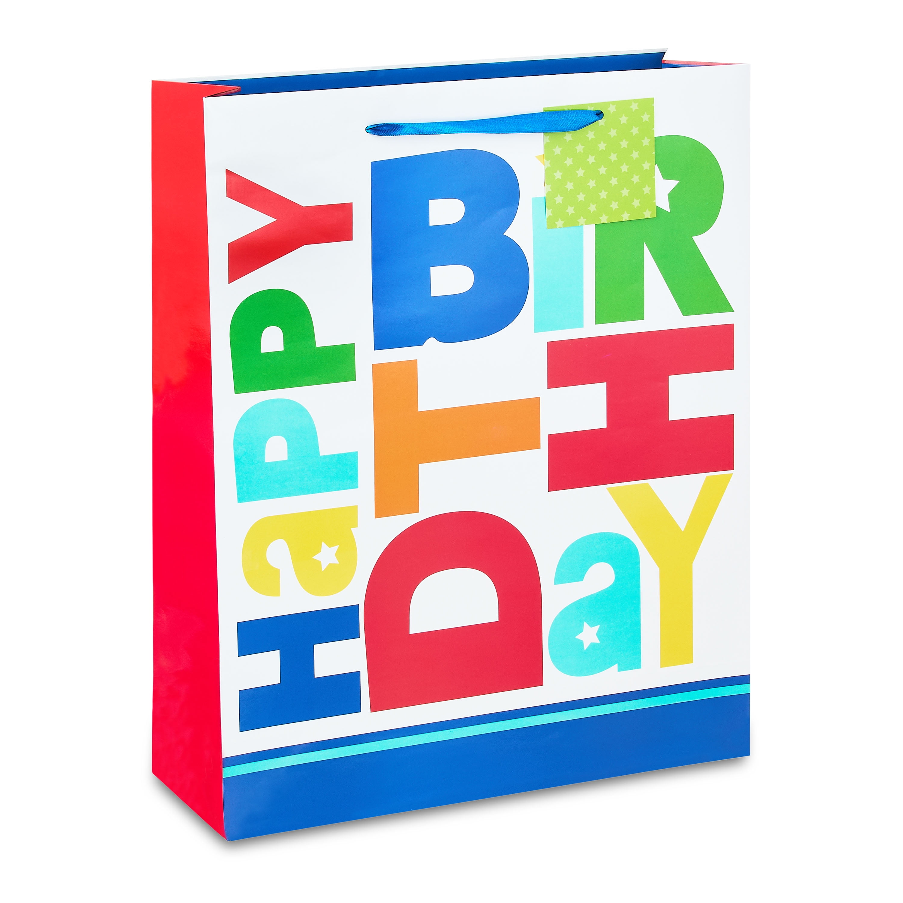 White Happy Birthday Paper Gift Bag, 14.5