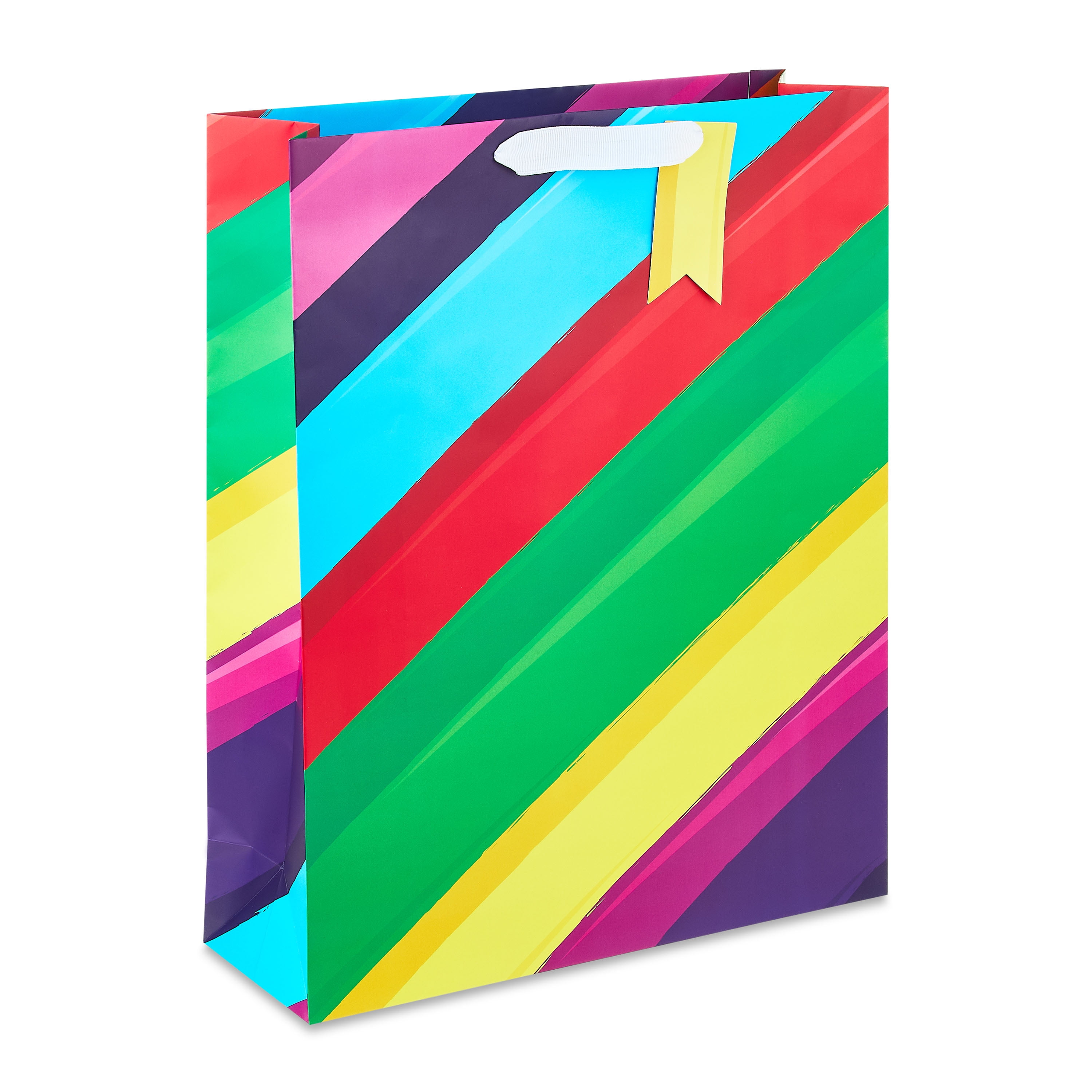 Multi-Color Stripe Rainbow Paper Gift Bag, 14.5" x 18", by Way To ...