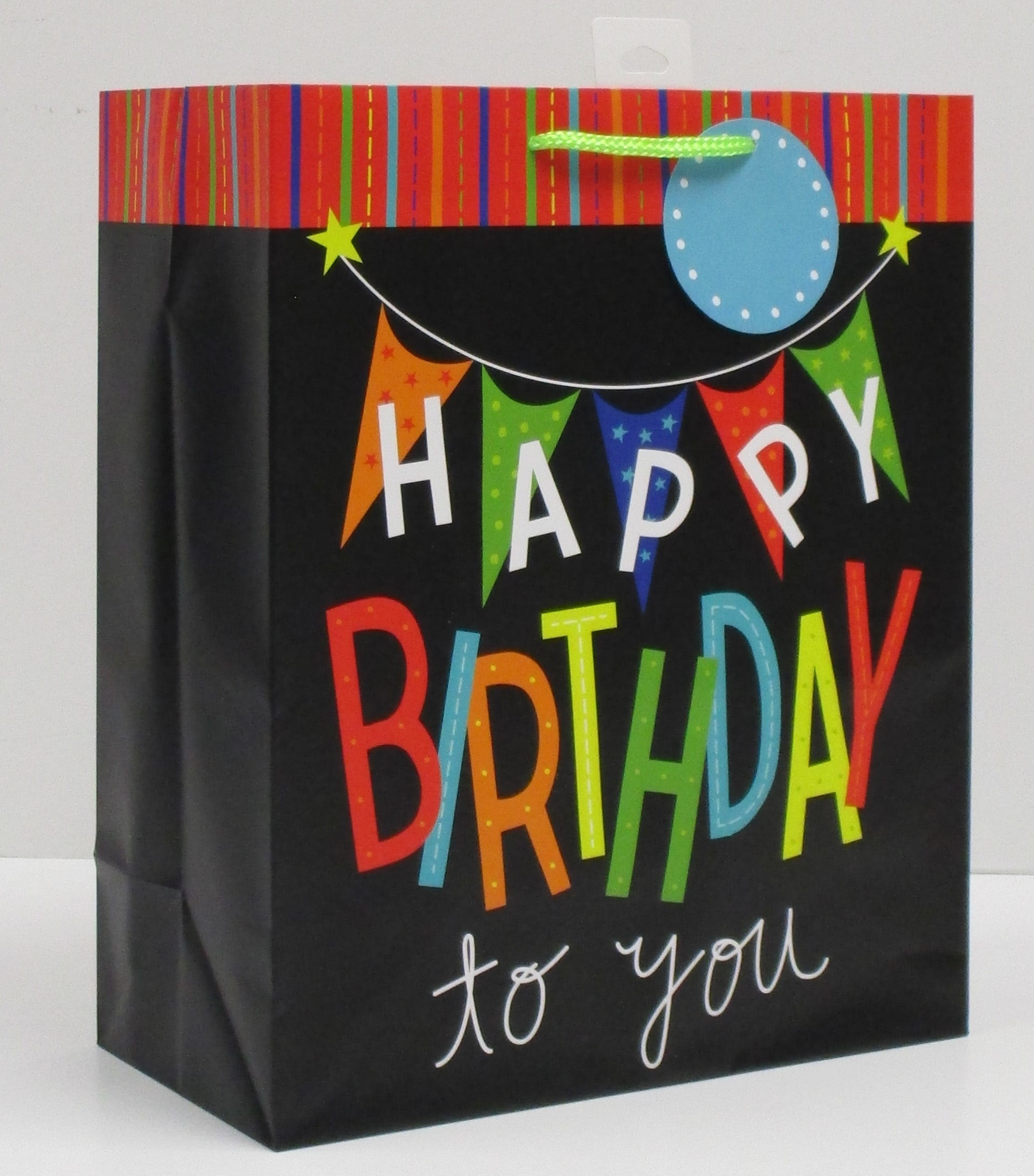 Way to Celebrate Large Black Paper Gift Bag Happy Birthday to You, 10 ...