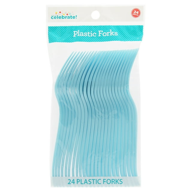 Plastic Disposable Forks, Light Blue, 24 Pieces, by Way To Celebrate ...