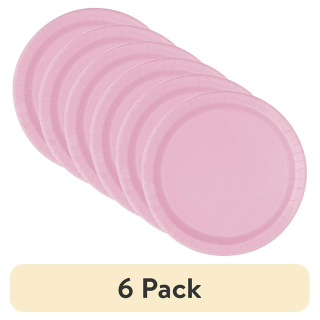 (6 pack) Way To Celebrate Paper Party Plates, Light Pink, 9in, 20ct ...