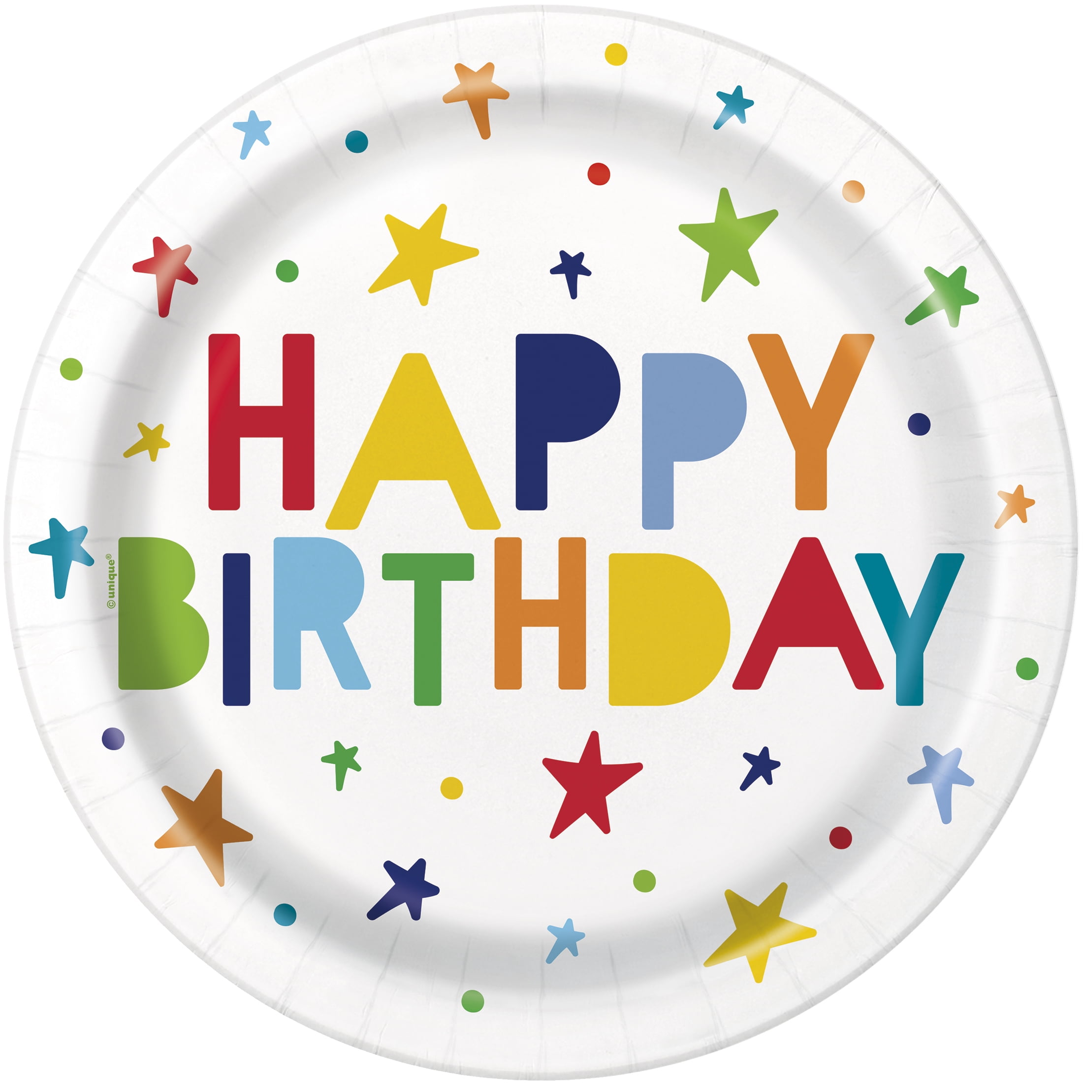 Stars Happy Birthday Disposable Paper Plates, 9", Multicolor, 10 Pieces ...