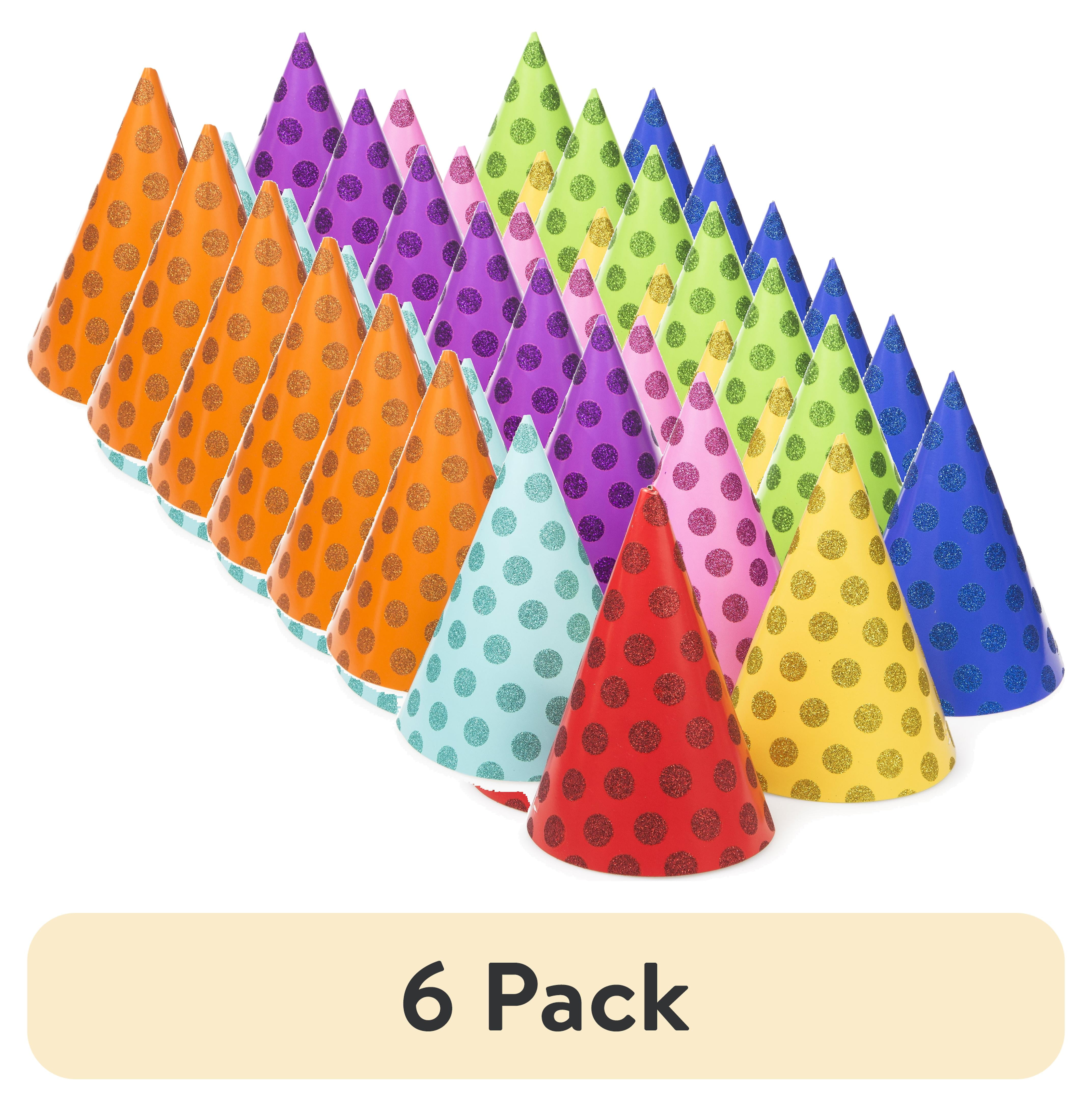 (6 pack) Multicolor Birthday Party Hats with Glitter by Way to ...