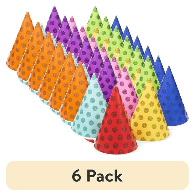 (6 pack) Multicolor Birthday Party Hats with Glitter by Way to ...