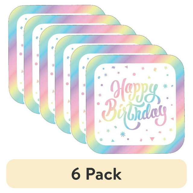 (6 pack) Pastel Rainbow Happy Birthday Plates 8 Count 9" by Way to ...